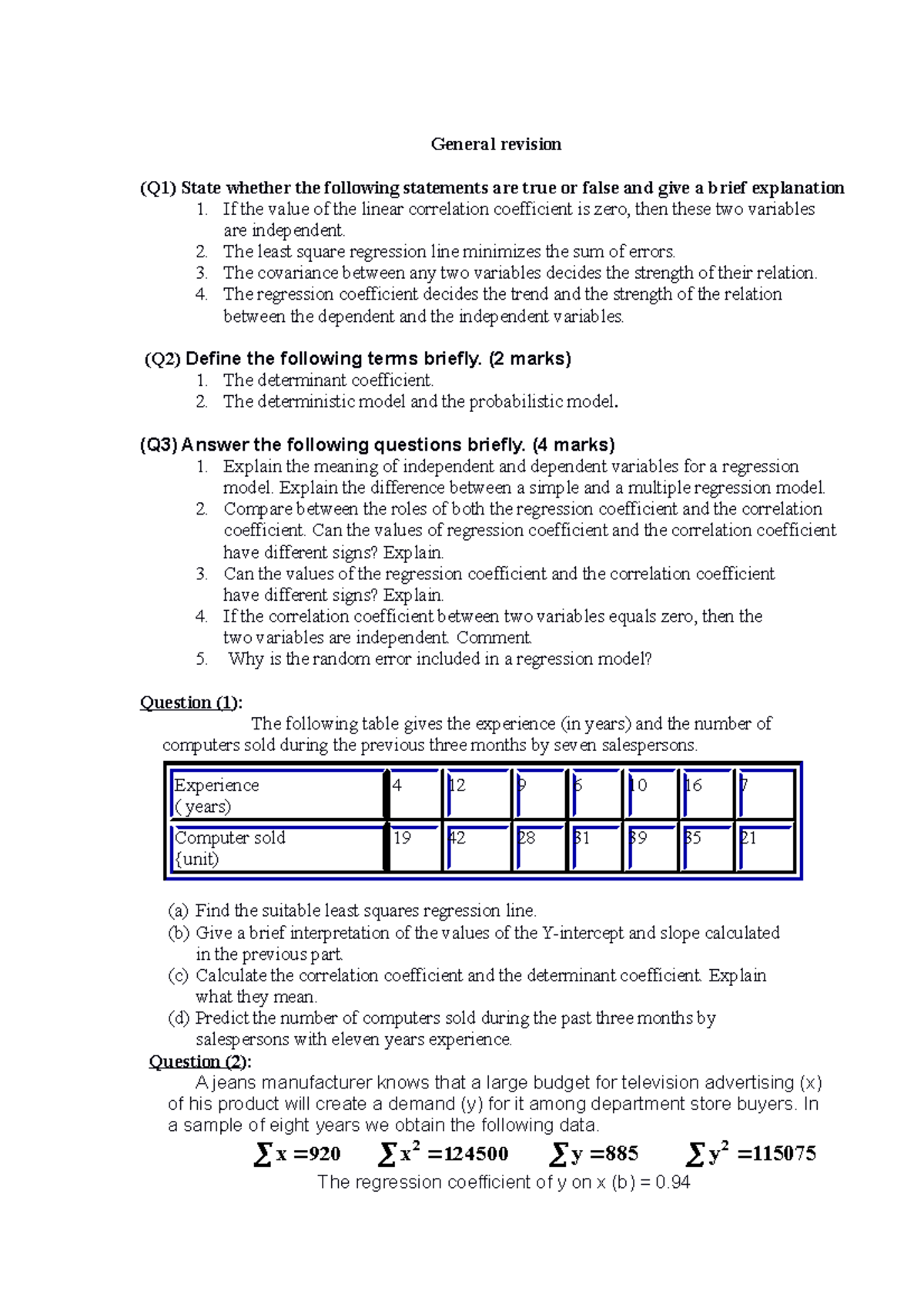 Revision-final-final-2 - General revision (Q1) State whether the ...