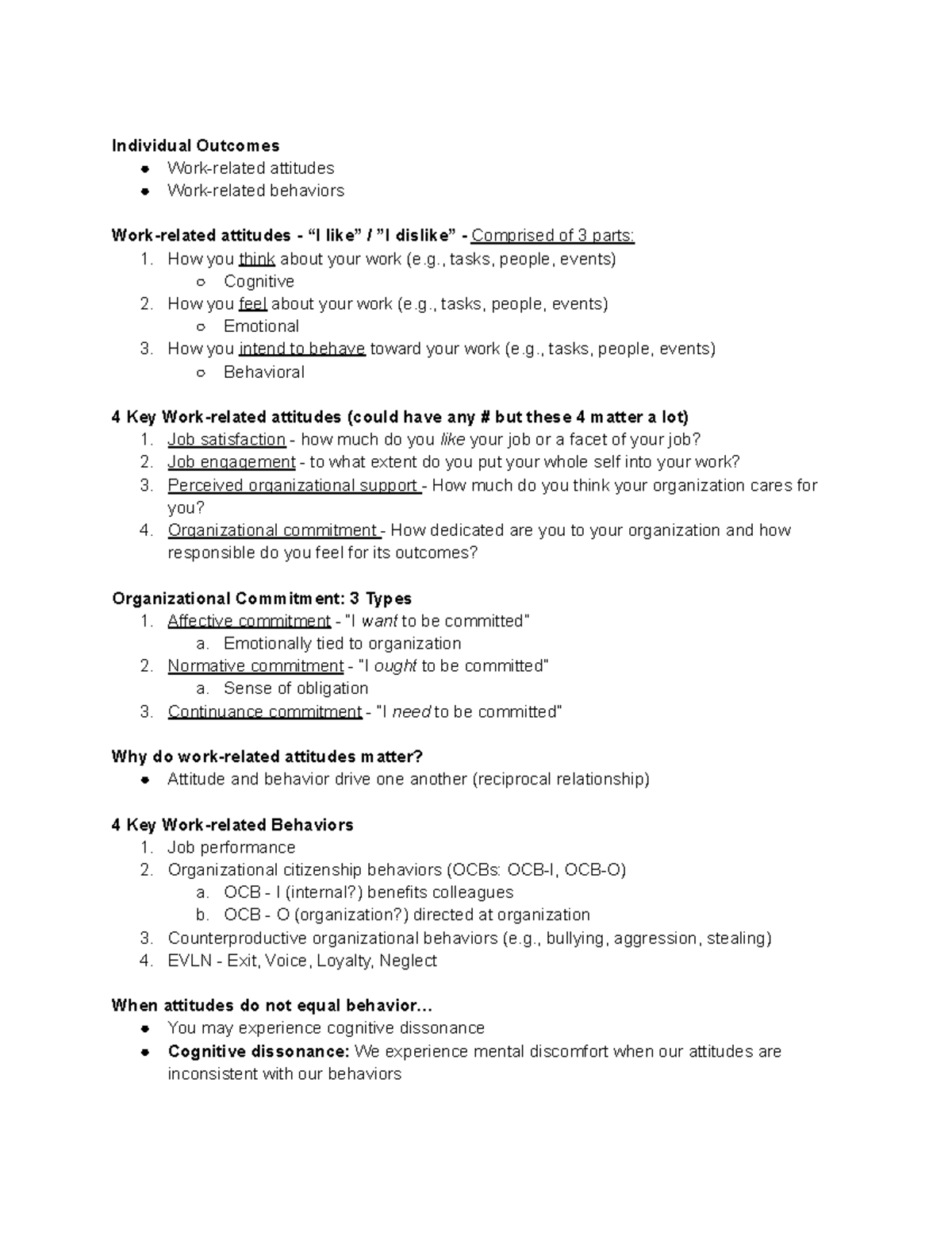 Individual Outcomes in Work Organizations - Individual Outcomes Work ...