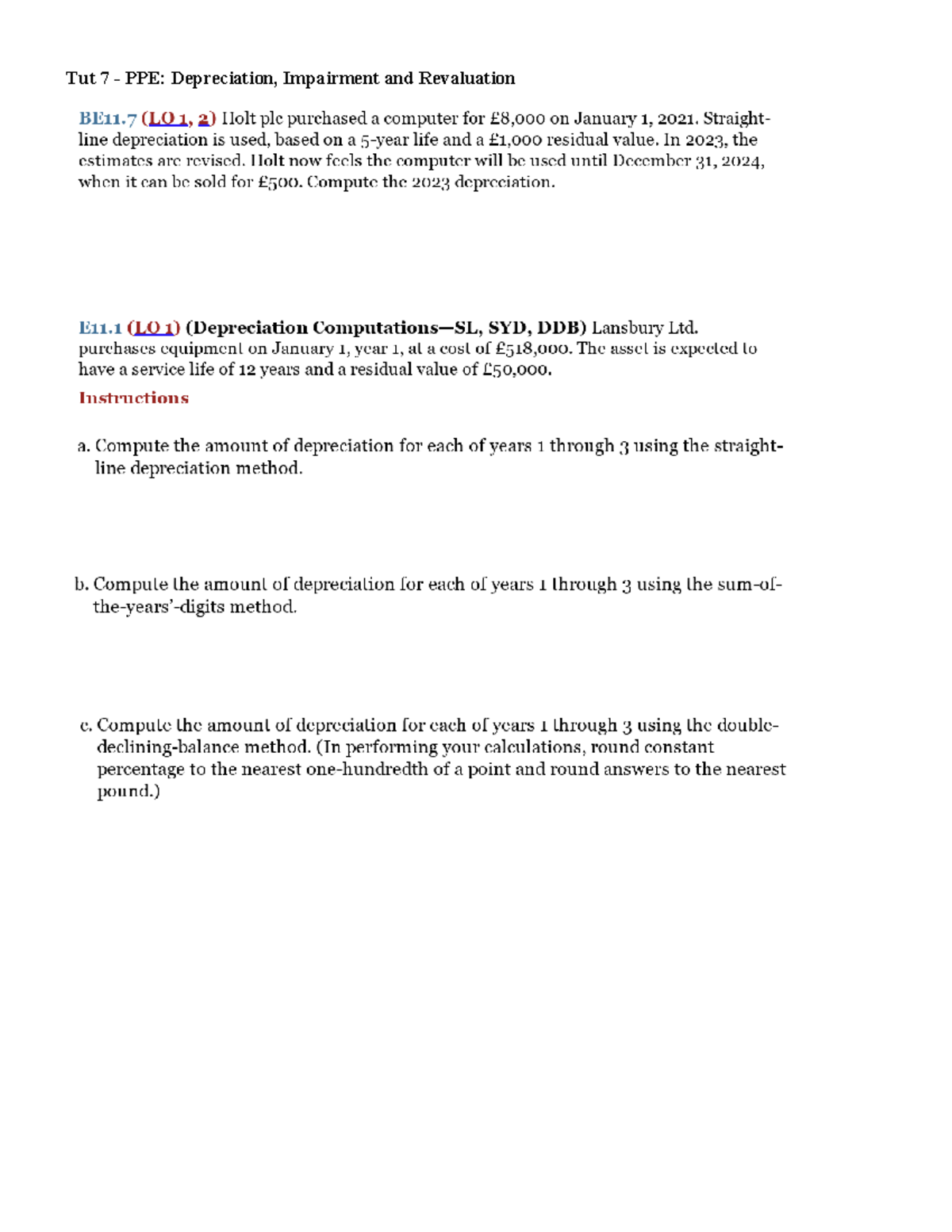 Tut 7 - File tut 7 Fa1 - Financial Accounting 1 - Tut 7 - PPE ...