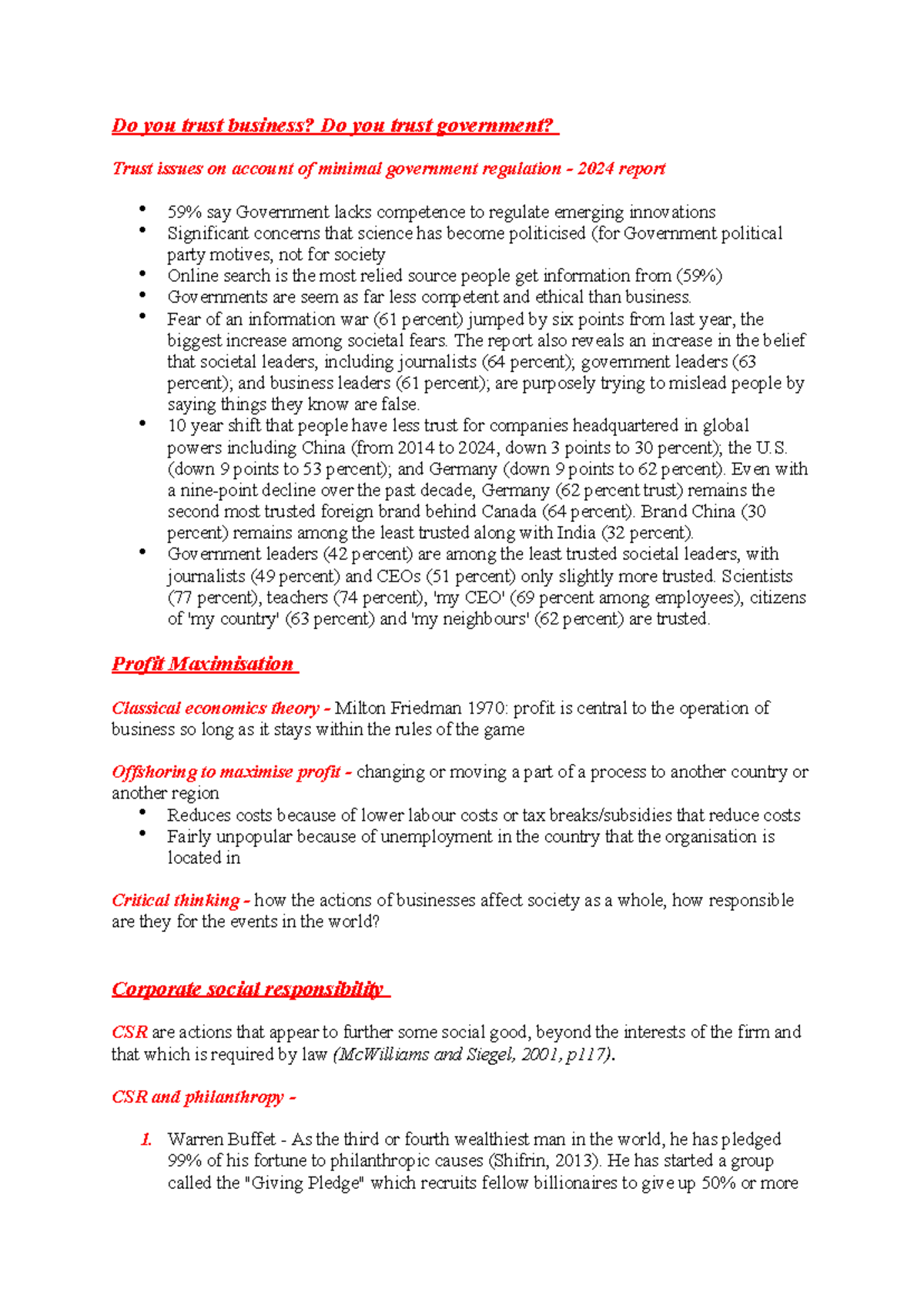 BUSS1000 module - W4 - summaries - Do you trust business? Do you trust ...