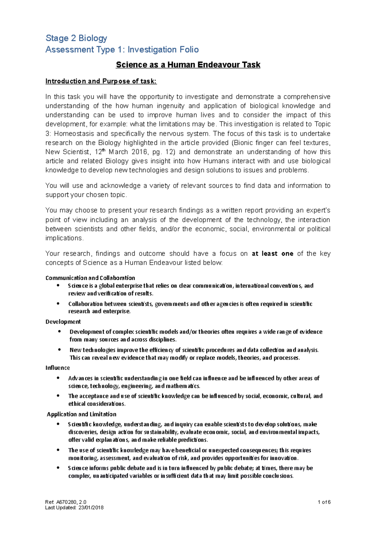 Pre-approved SHE assignment with out article - Stage 2 Biology ...