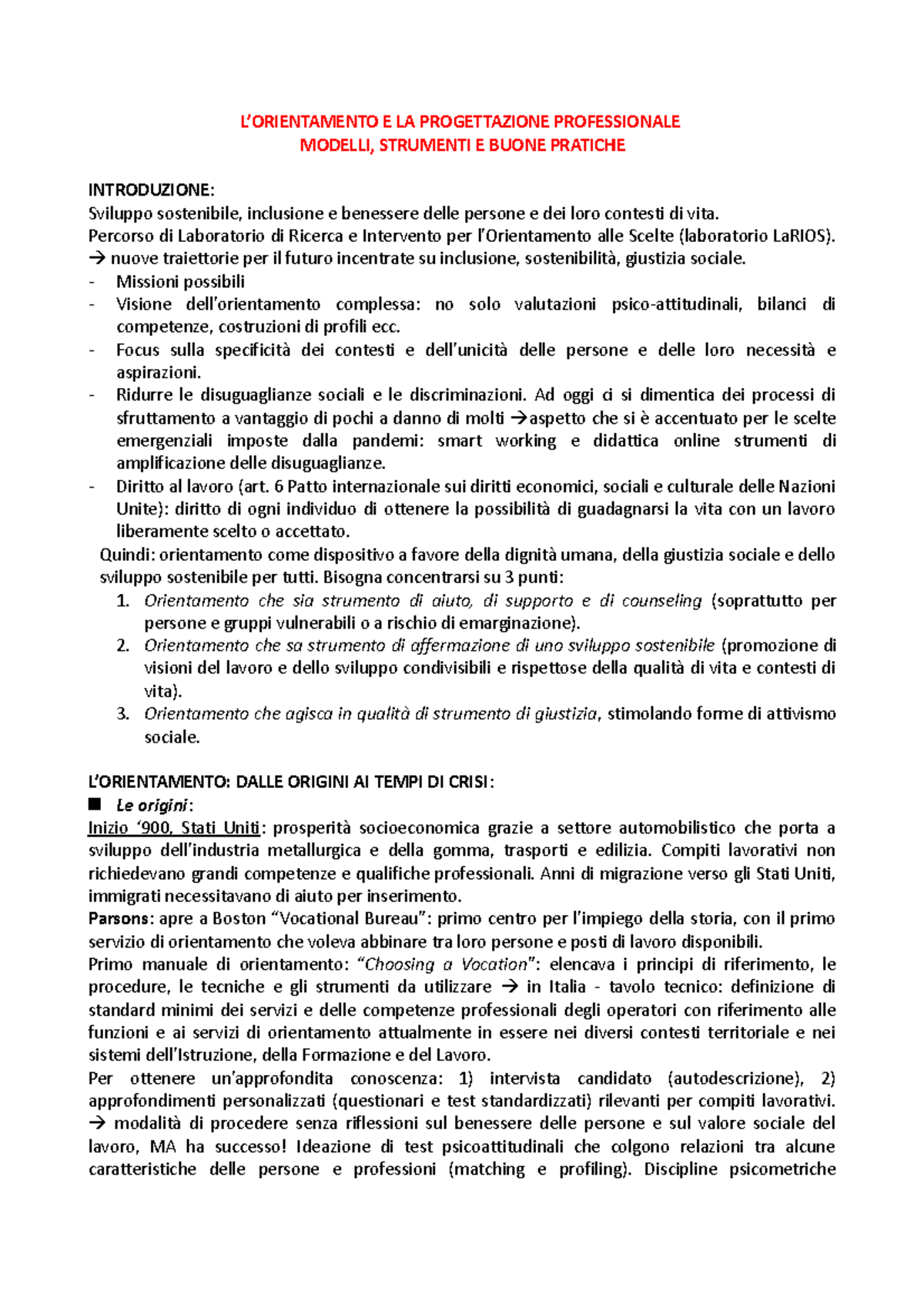 Libro - Riassunto primo capitolo - L'orientamento e la progettazione ...