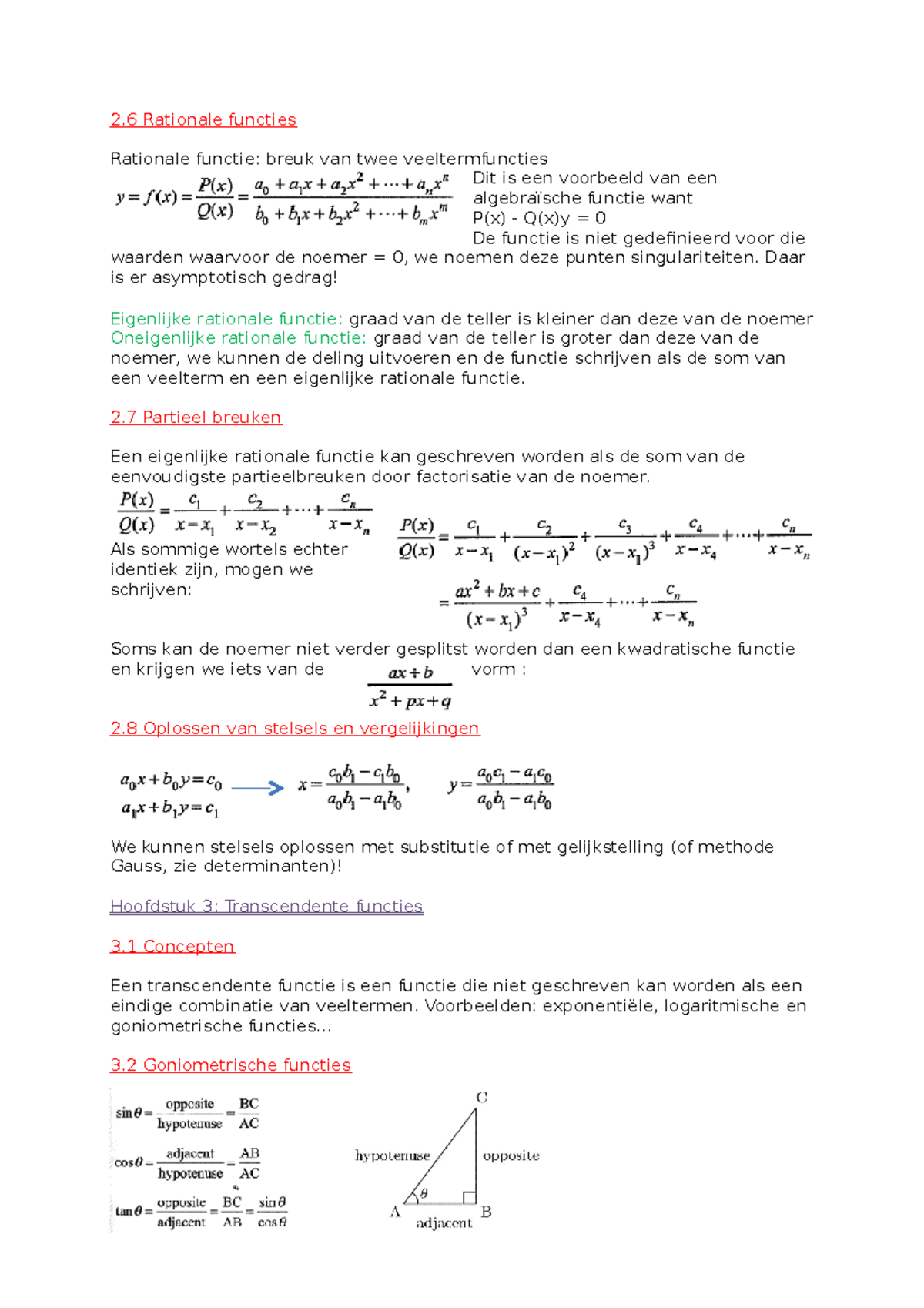 Wiskunde - Gehele samenvatting van de te kennen leerstof. - 2 Rationale ...