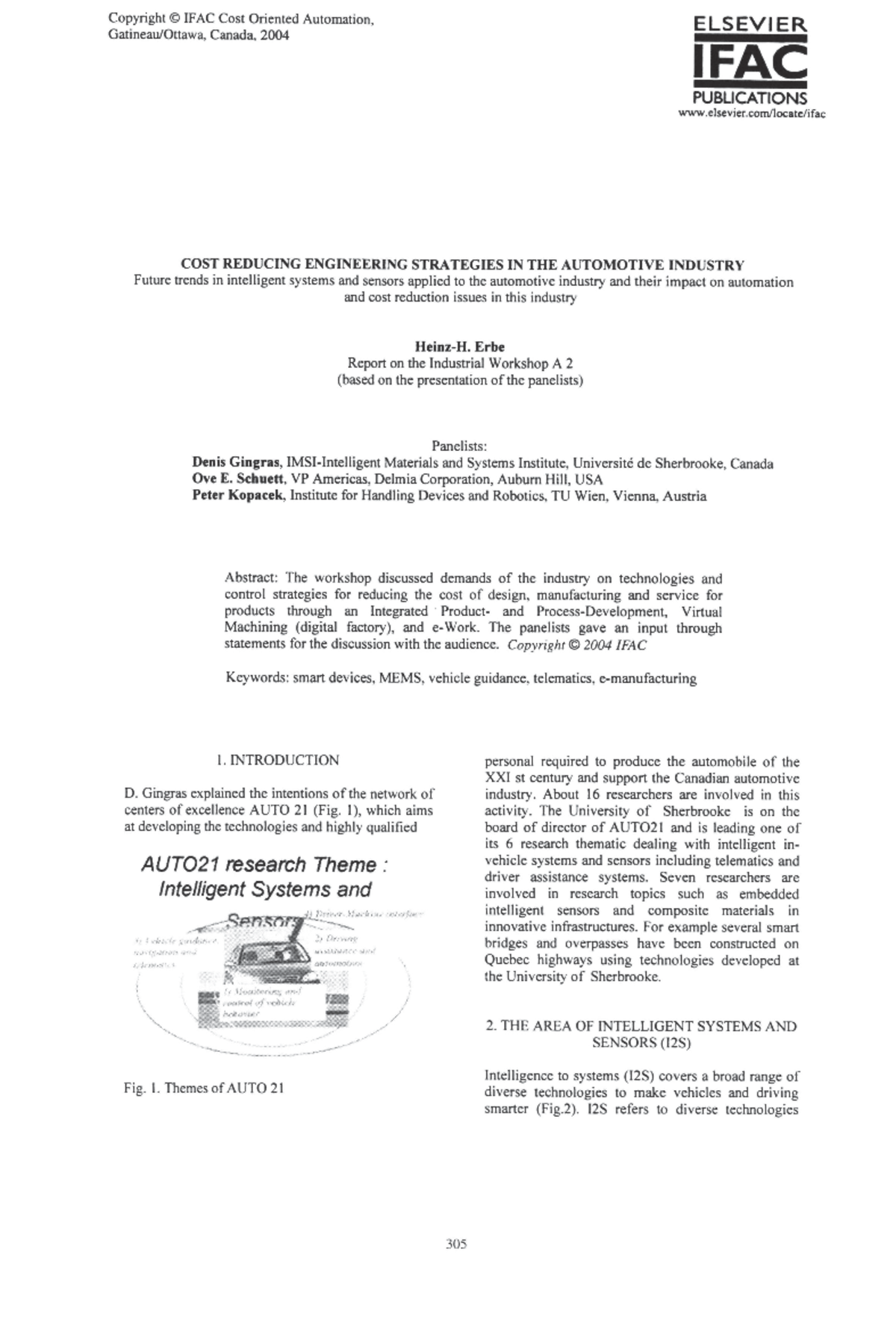 2.1 case study - past paper - Copyright IFAC Cost Oriented Automation, ELSEVIER Canada, 2004 ...