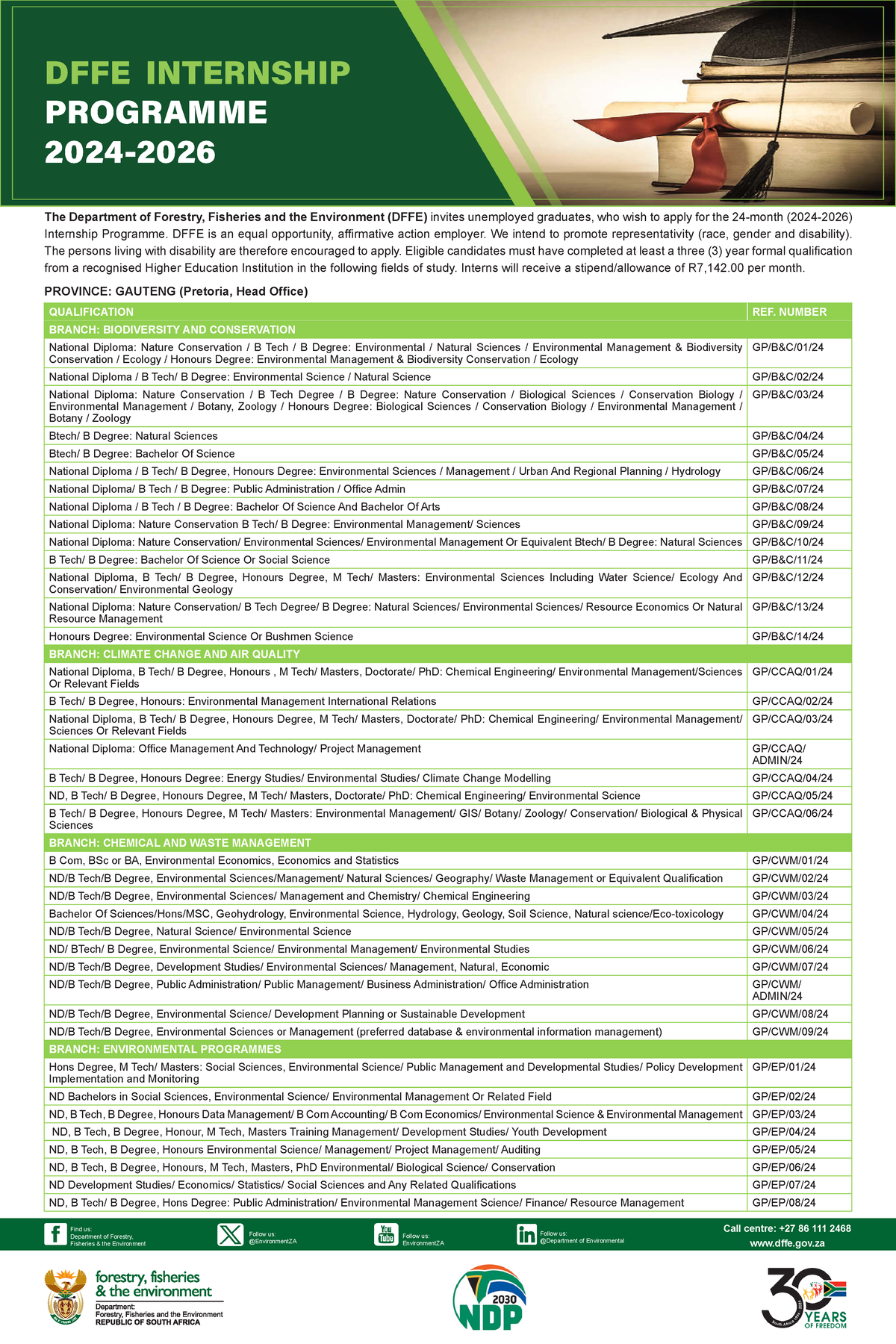 Internshipprogramme 2024to2026 - DFFE INTERNSHIP PROGRAMME 2024- The ...