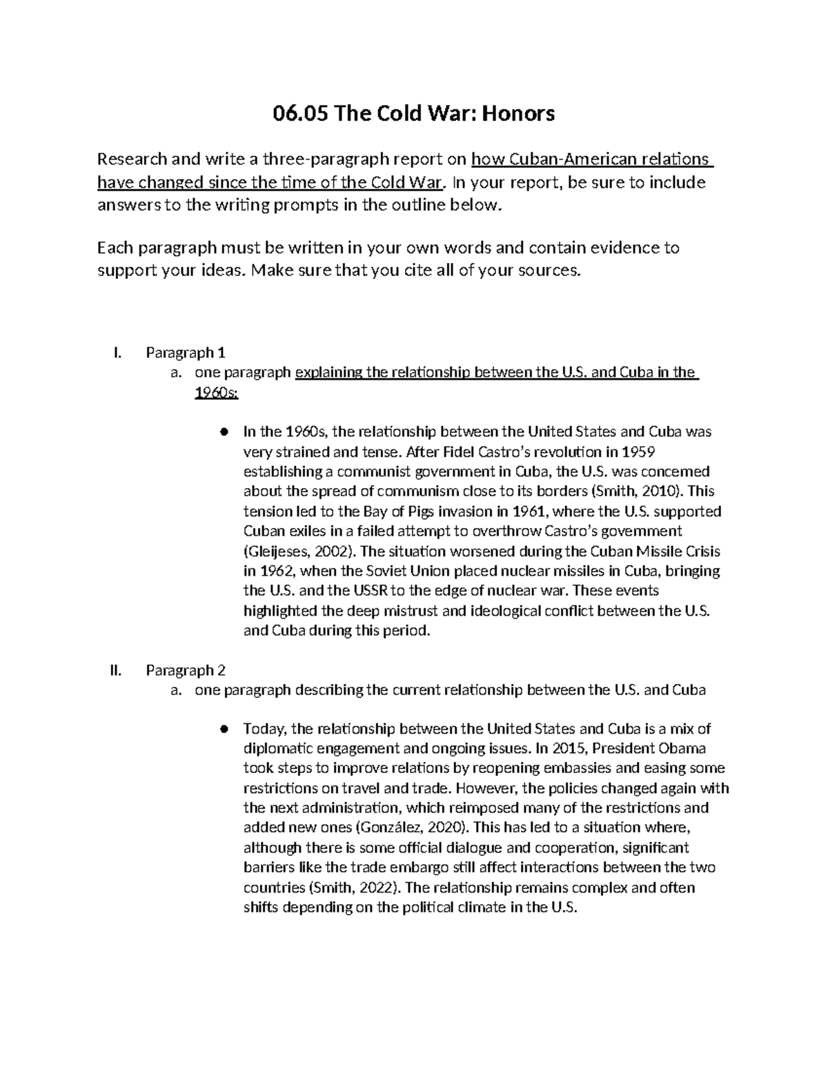 6.05 Cold War Honors Assignment Us History What people went through ...