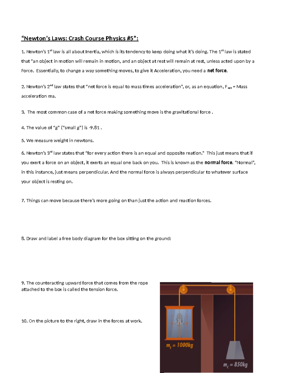05 Newtons Laws of motion - “Newton’s Laws: Crash Course Physics #5 ...