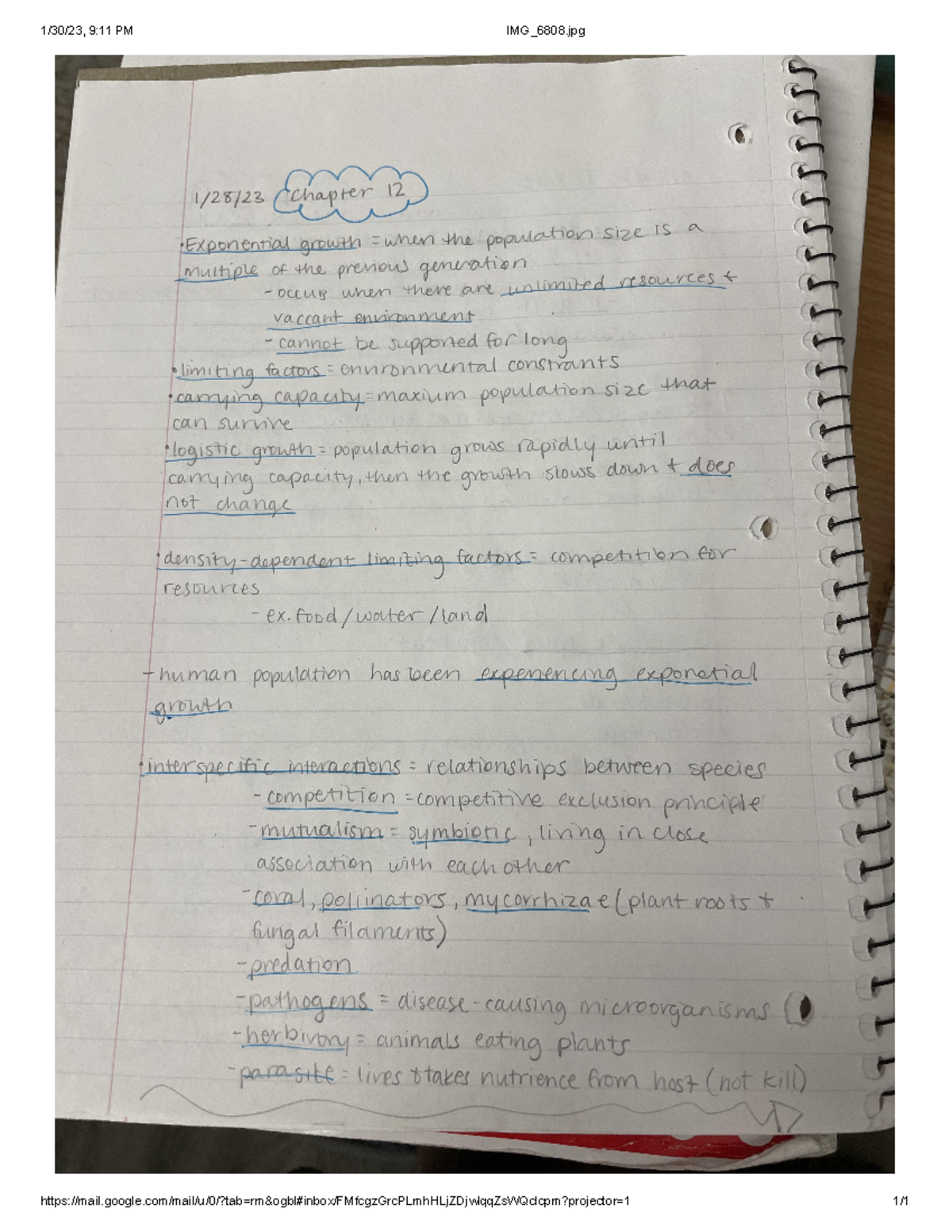 Chapter 12 notes- 2 - BIOL 100 - 1/30/23, 9:11 PM IMG_6808 - Studocu