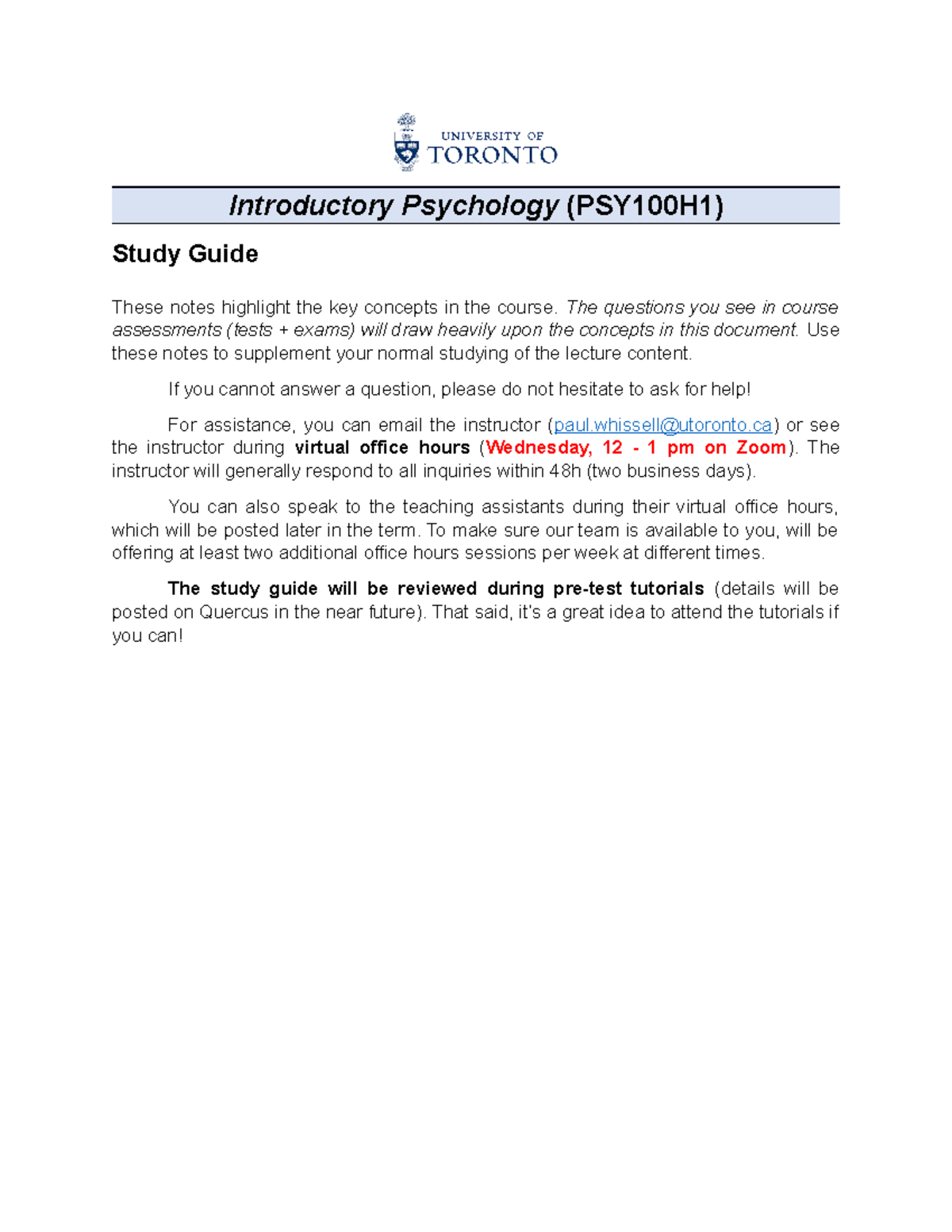 Study Guide - L04 - Introductory Psychology (PSY100H1) Study Guide ...