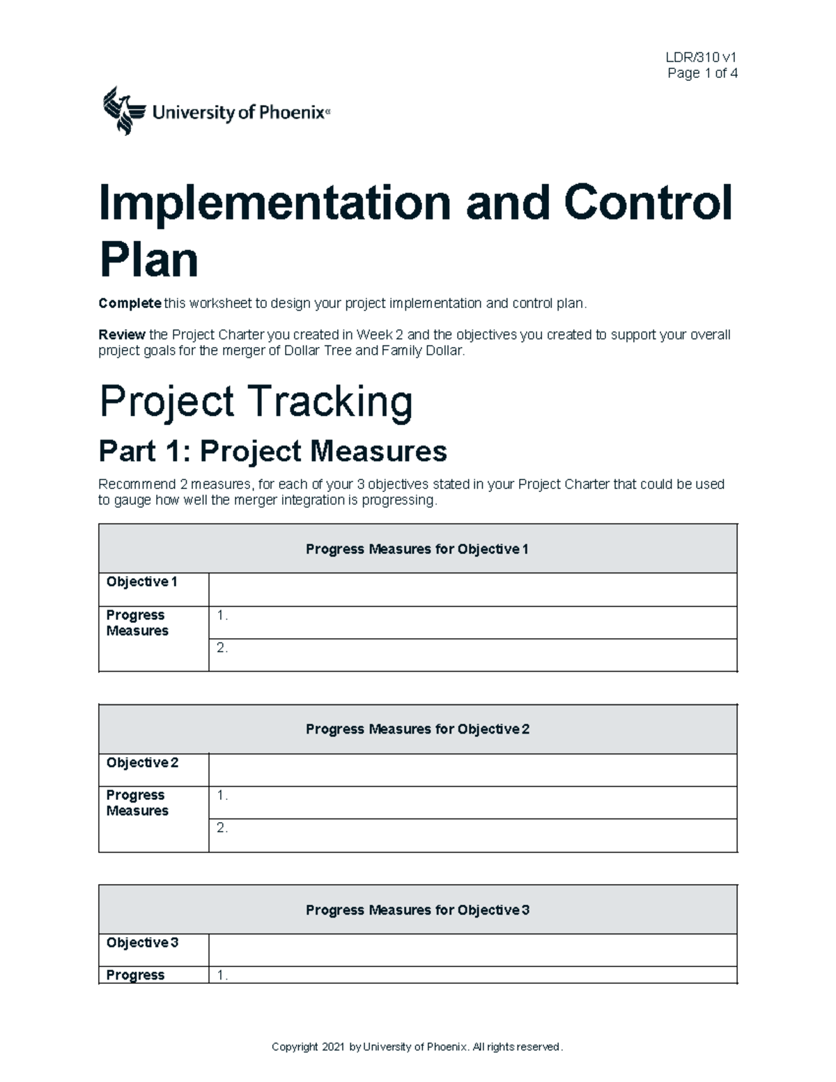 LDR310 v1 wk5 project implementation control plan 2 ...