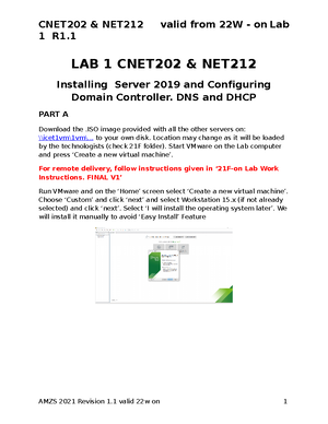 Student LAB 7 2019 - Assignment for Windows Server - LAB 7 CNET202 & NET Implementing and - Studocu