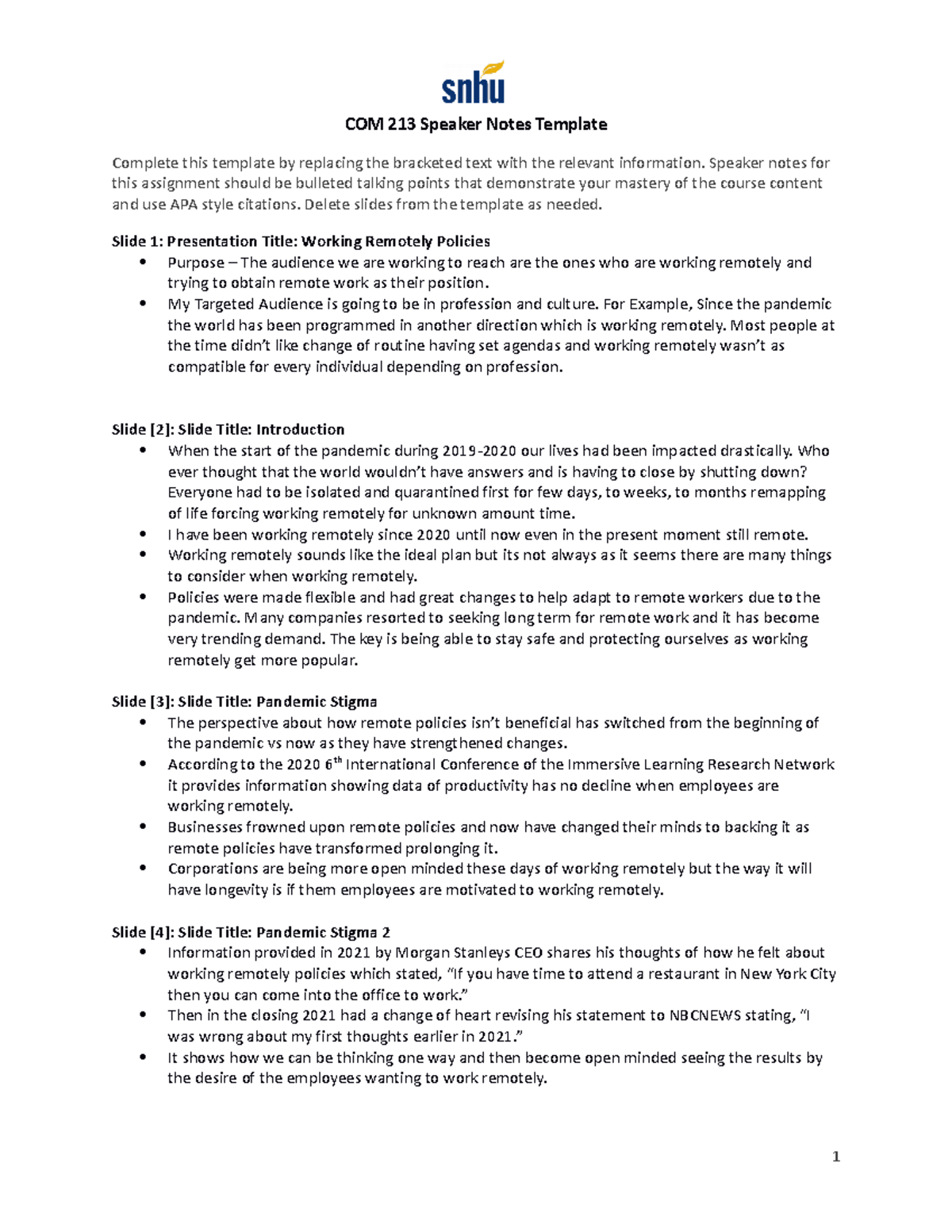 5-2 - 5-2 - COM 213 Speaker Notes Template Complete this template by ...