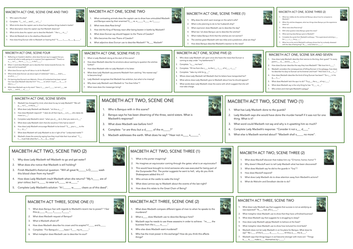 Macbeth Qs megasheet - Studocu