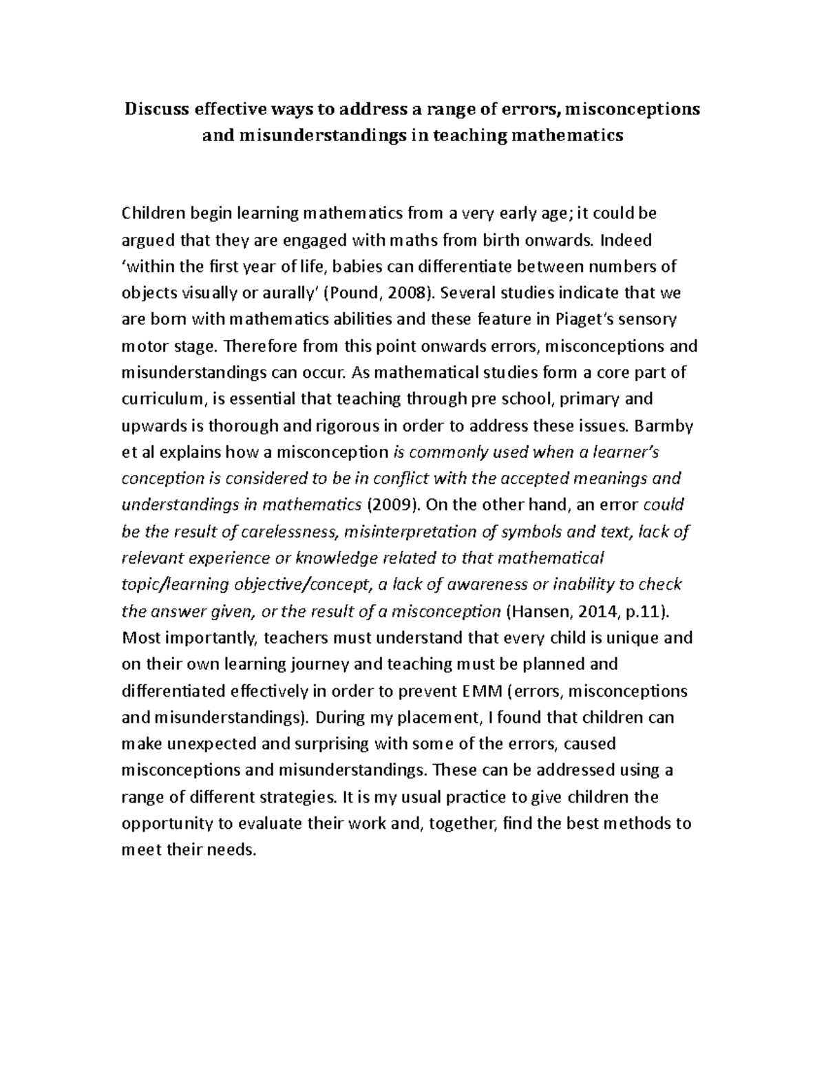 Maths misconseptions - Discuss effective ways to address a range of ...