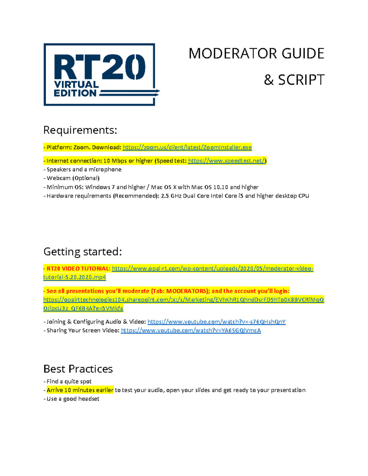 RT20 OPAL RT Moderator and Script Guide 5 - MODERATOR GUIDE & SCRIPT ...