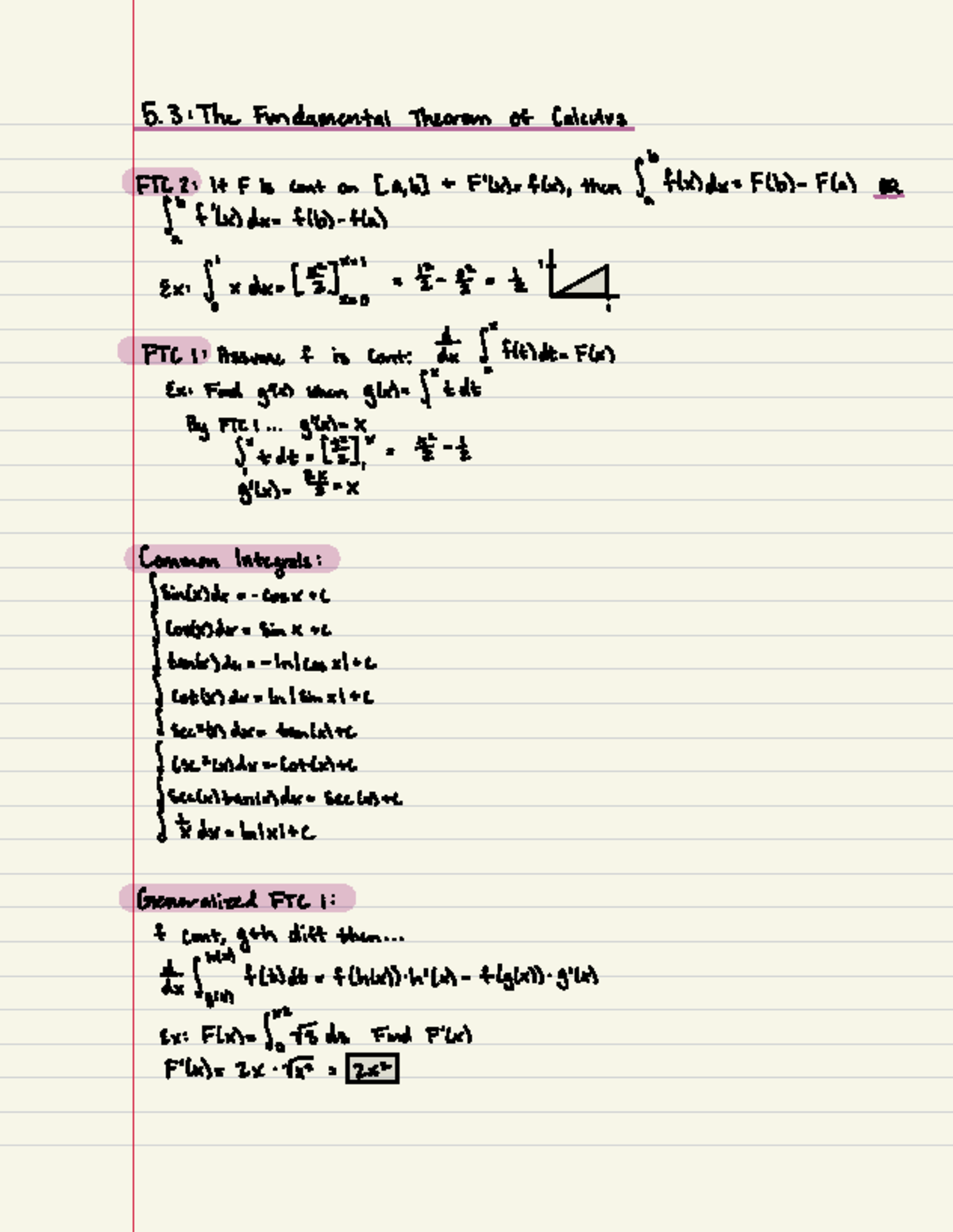 Fundamental Theorems Of Calc - 53: The Fundamental theorem of Calculus ...