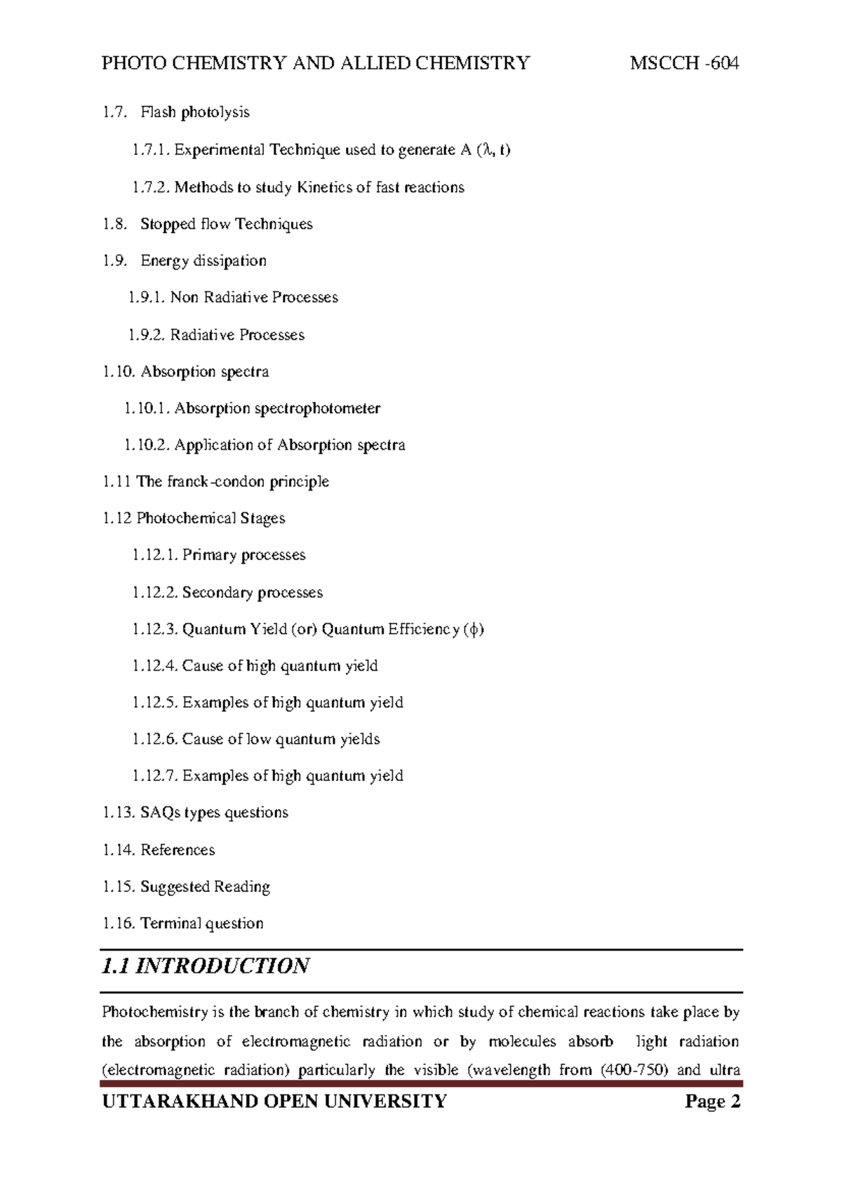 U1intro photochemistry - PHOTO CHEMISTRY AND ALLIED CHEMISTRY MSCCH ...