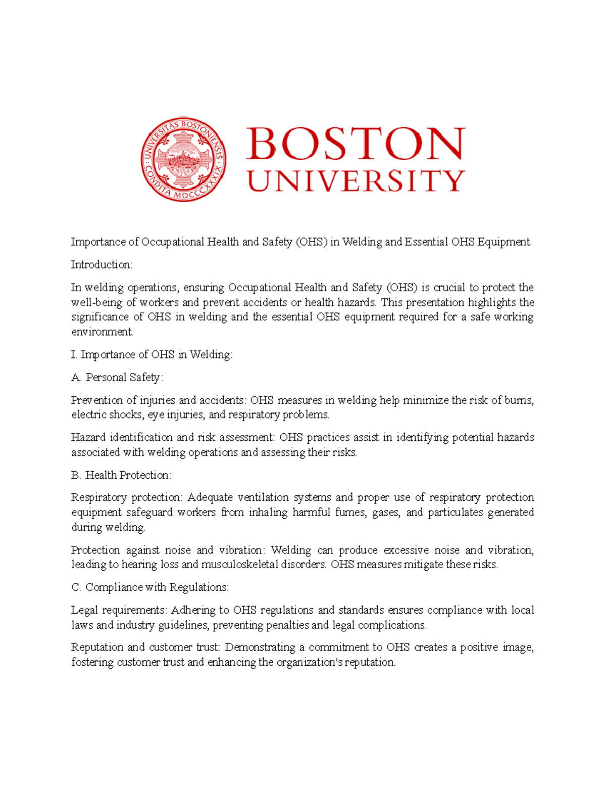 Importance of Occupational Health and Safety (OHS) in Welding and ...