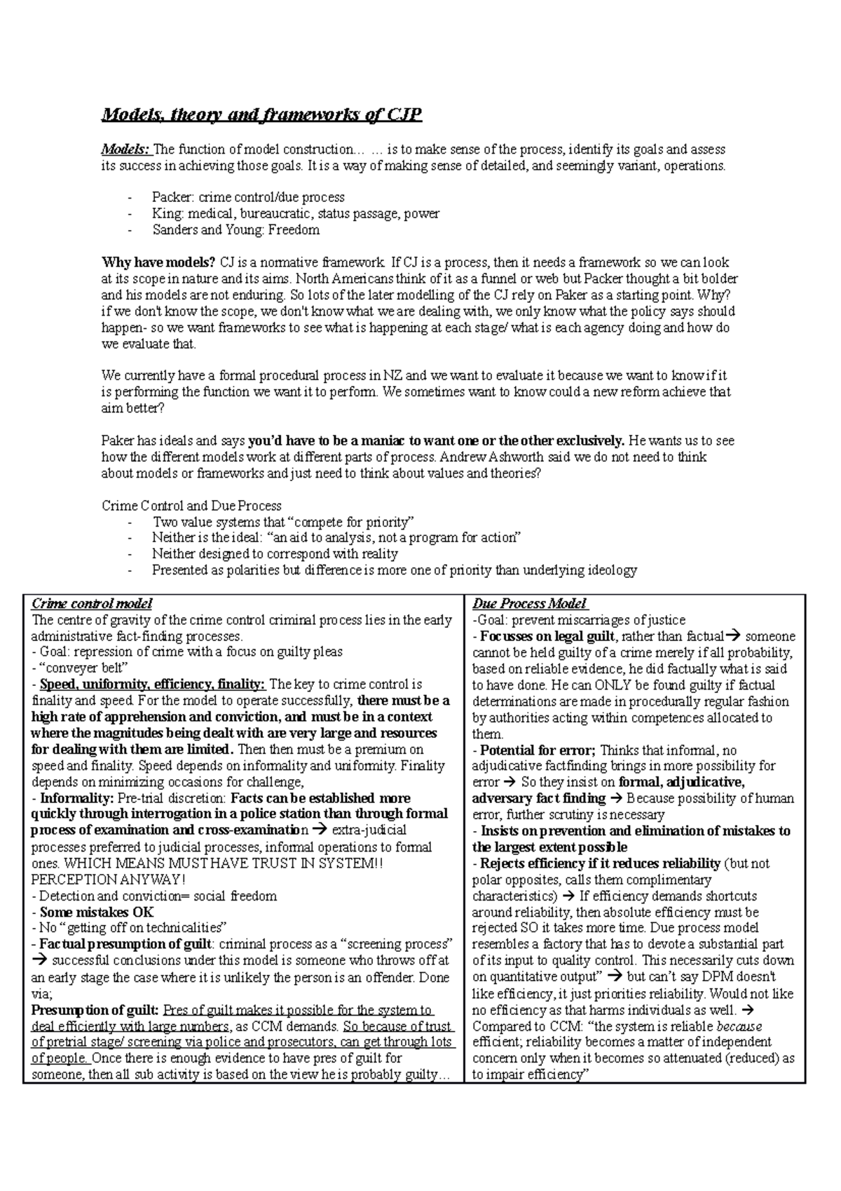 Cheat sheet for exam CJP - Models, theory and frameworks of CJP Models ...