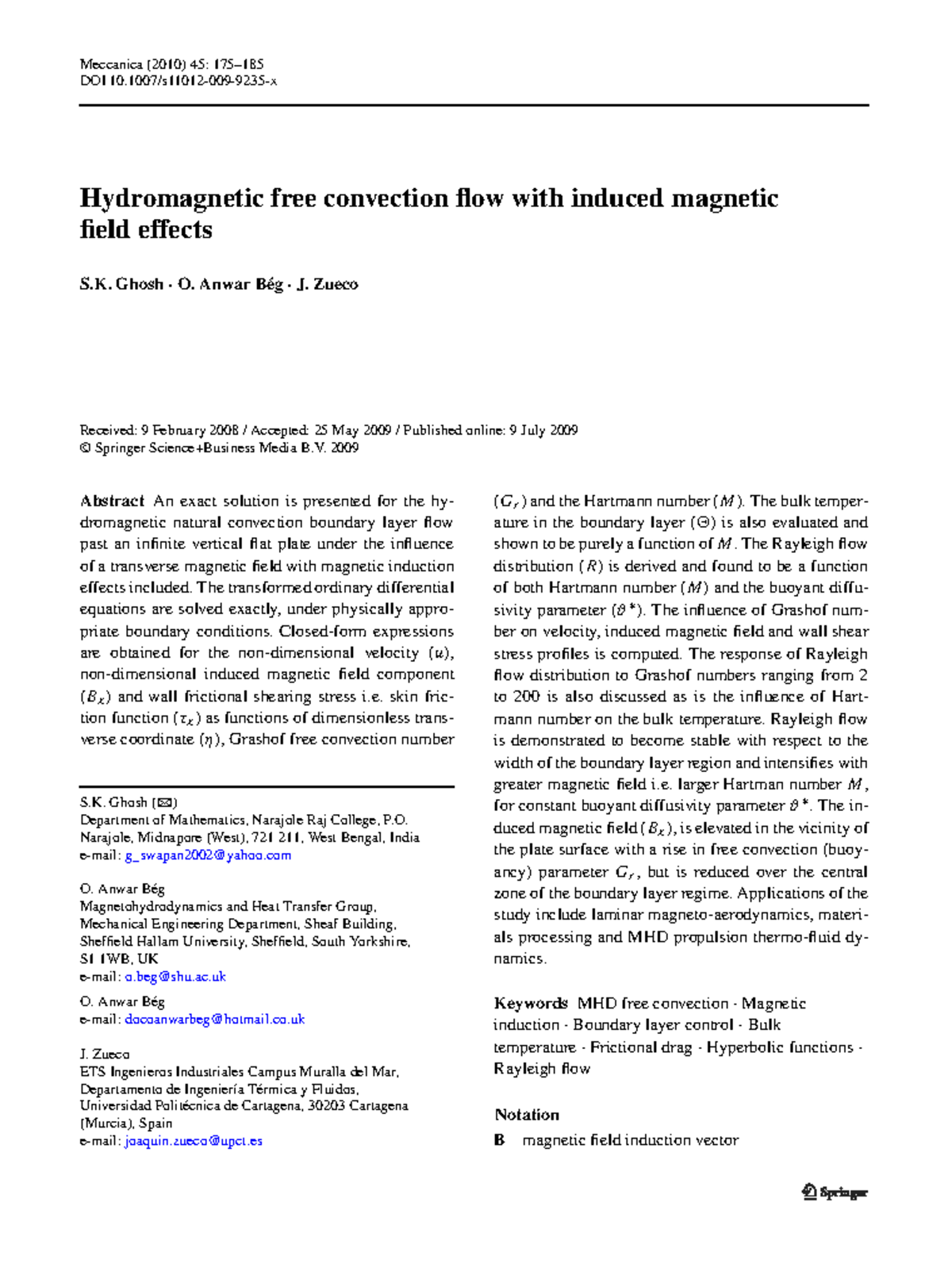 Hydromagnetic free convection flow with induced magnetic field effects ...