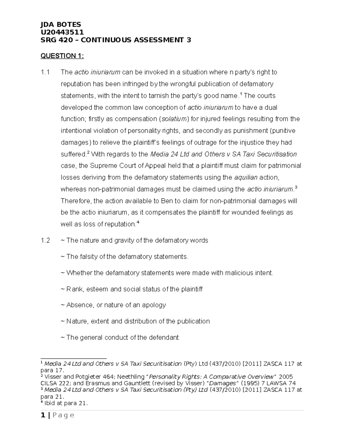 SGR Continious Assessment 3 - U SRG 420 – CONTINUOUS ASSESSMENT 3 ...