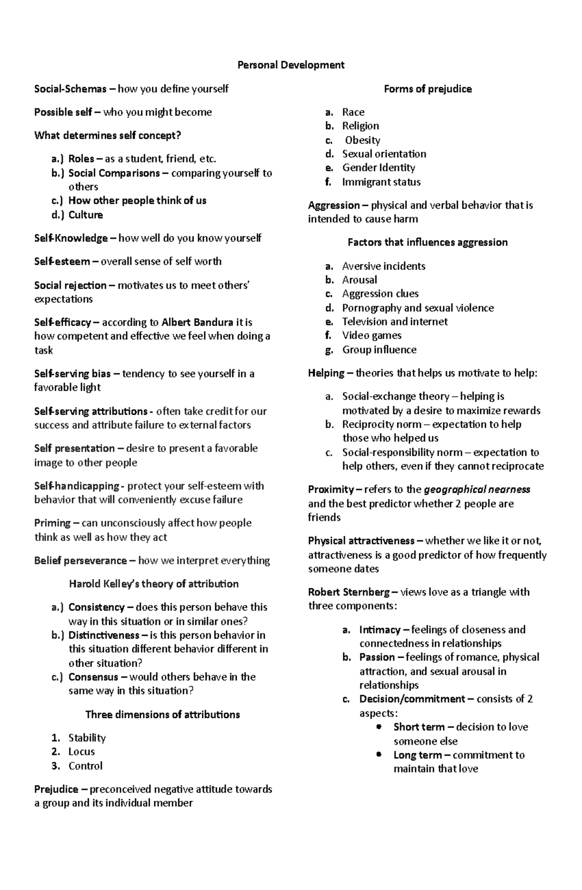 Personal Development - Notes - Personal Development Social-Schemas ...