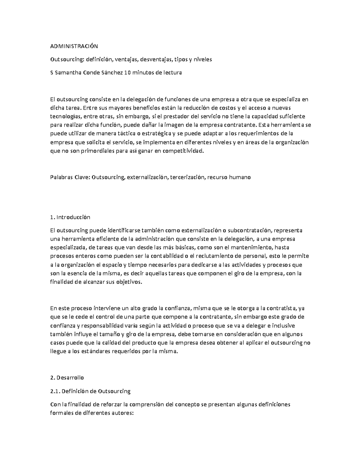 Outsourcing SCSánchez - ADMINISTRACI”N Outsourcing: definiciÛn, ventajas, desventajas, tipos y ...