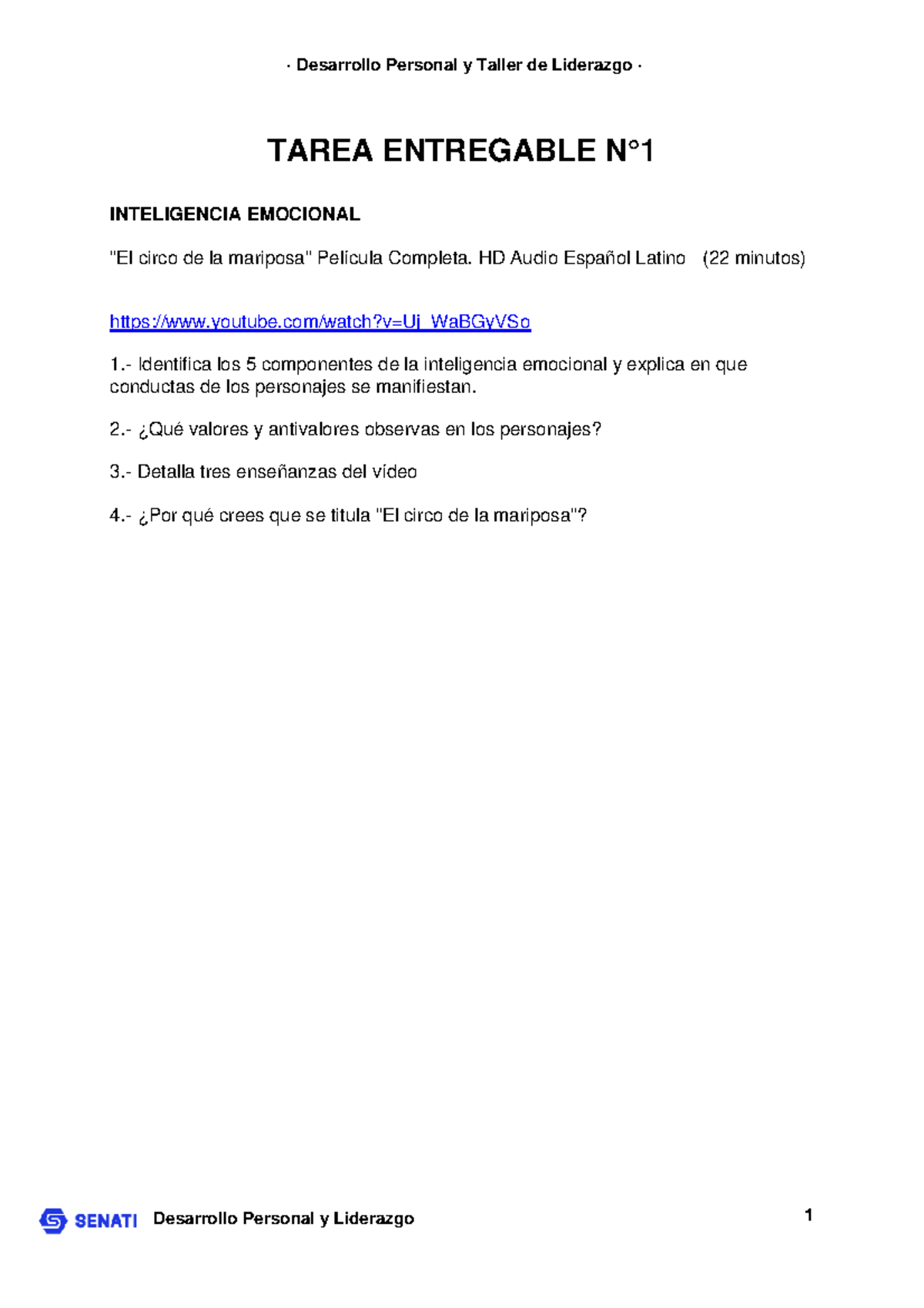 Actividad resuelta entregable 1 taller de liderazgo - · Desarrollo Personal y Taller de ...