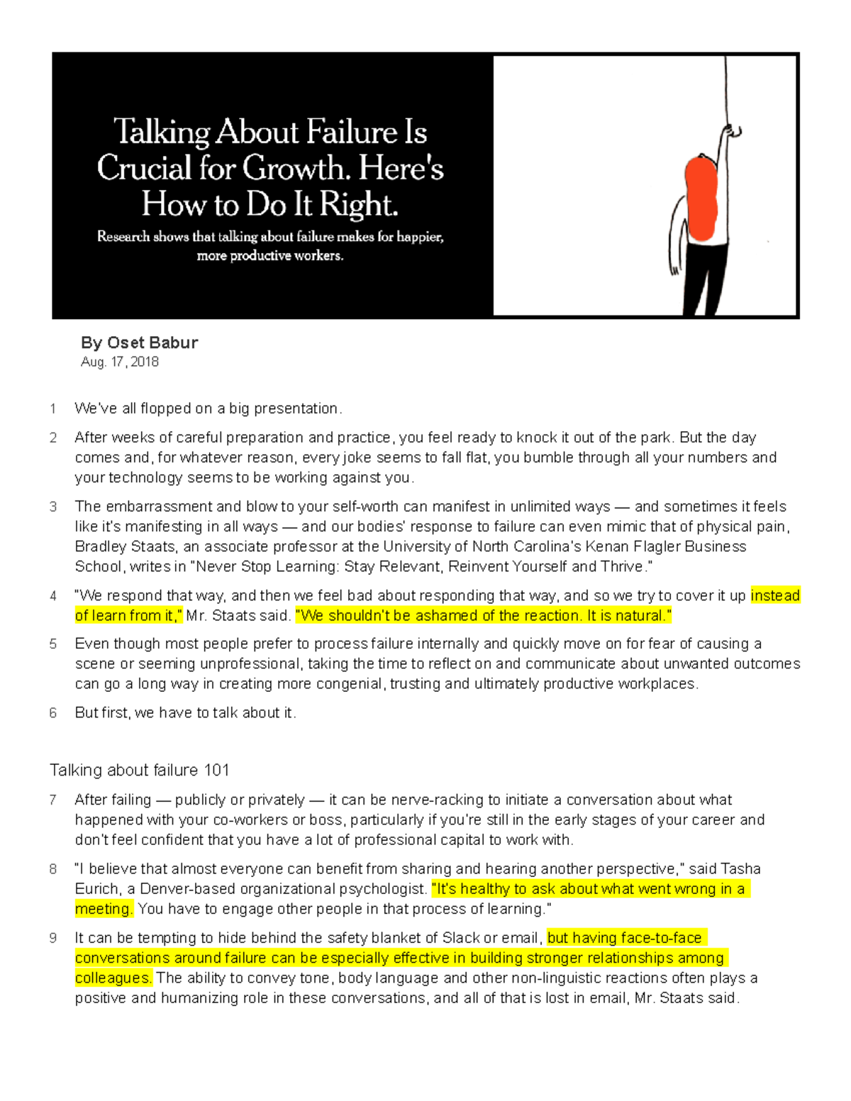 Talking About Failure is Crucial for Growth - By Oset Babur Aug. 17 ...