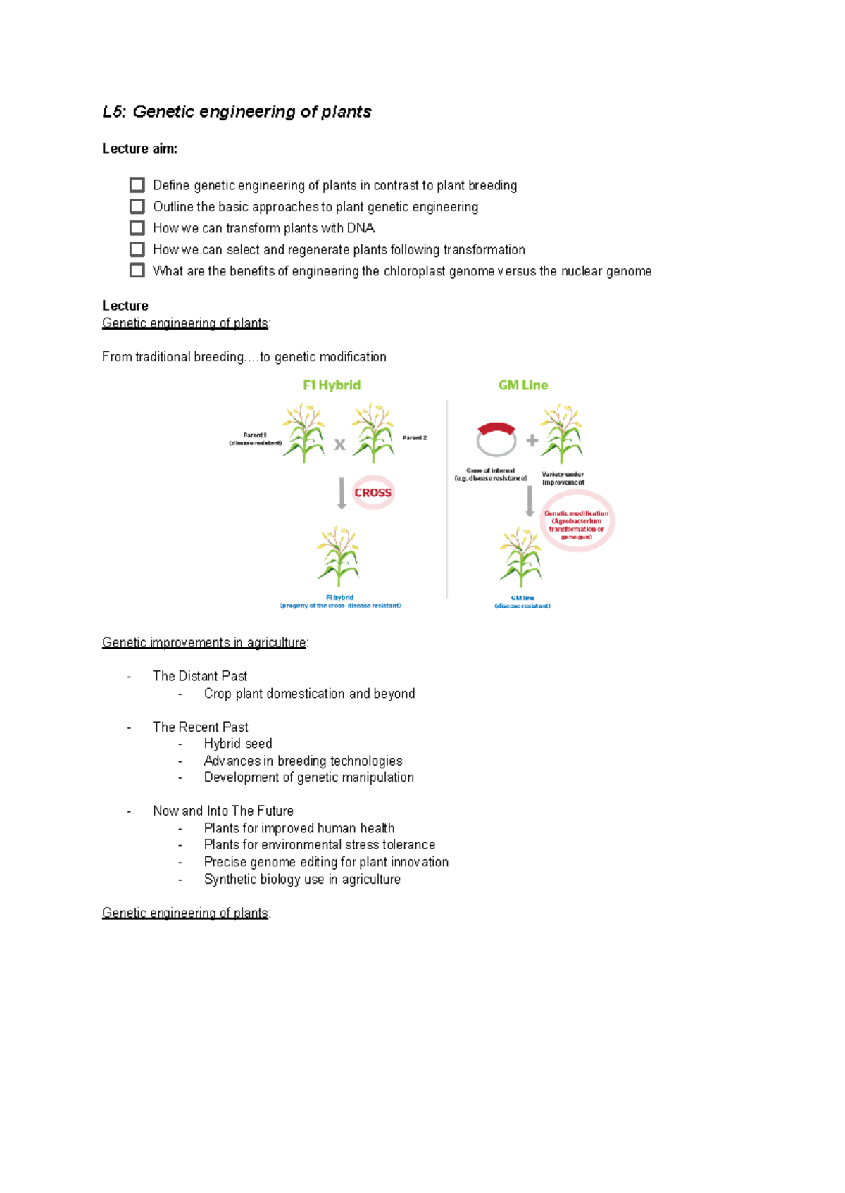 L5.Genetic engineering of plants - L5: Genetic engineering of plants ...