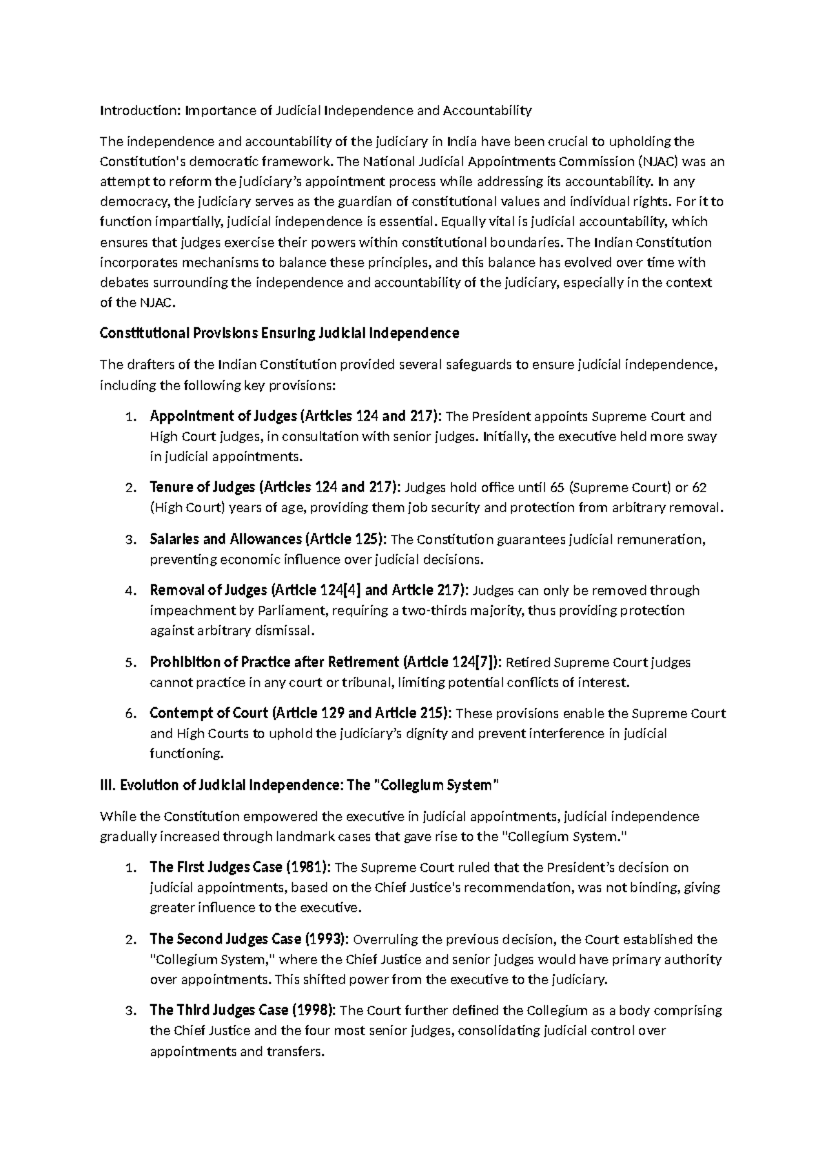Cgdi assignment 2 - brief - Introduction: Importance of Judicial Independence and Accountability ...
