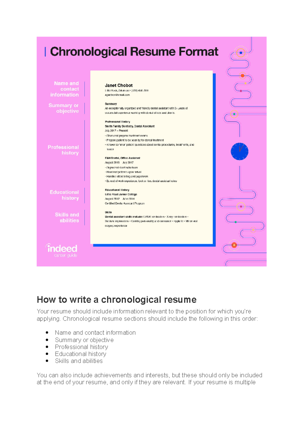 How to write a chronological resume - Chronological resume sections ...