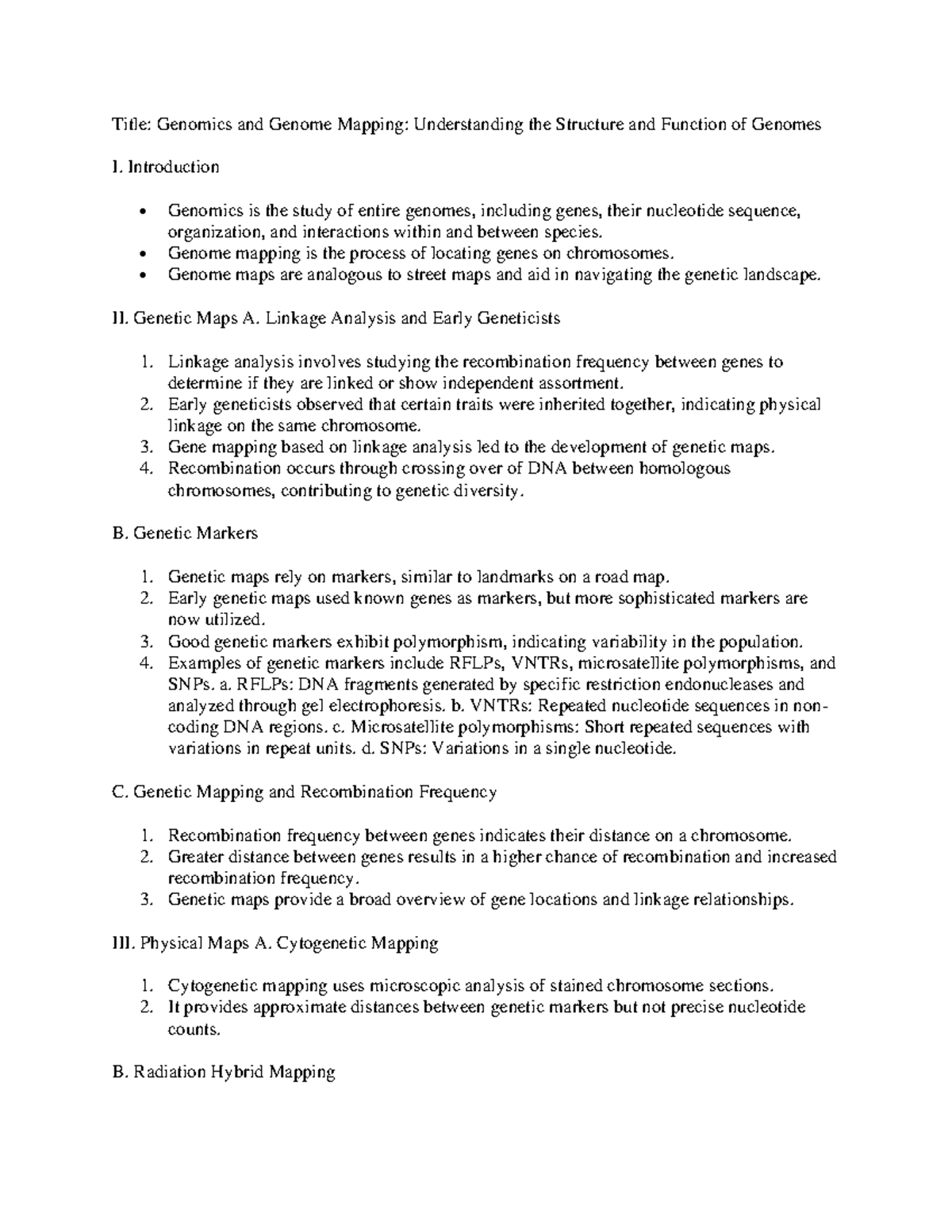Genomics and Genome Mapping- Understanding the Structure and Function of Genomes - Introduction ...