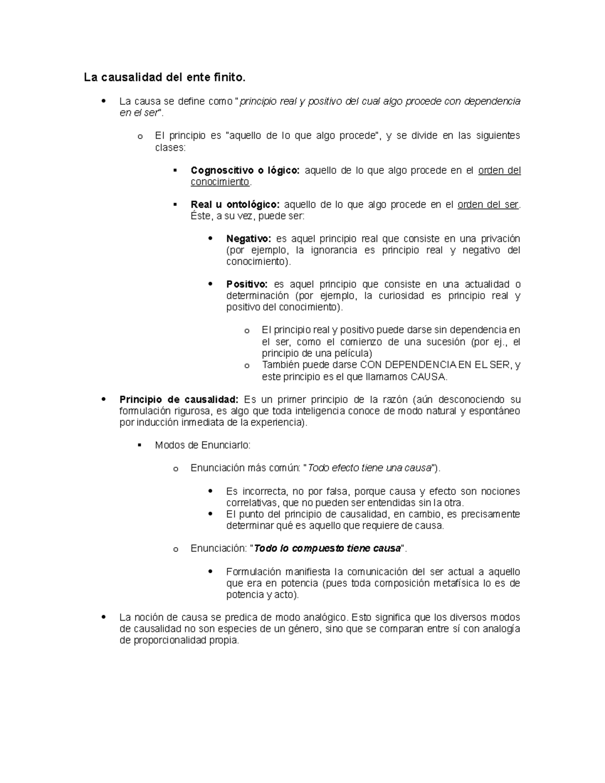 La causalidad del ente finito - La causa se define como “principio real ...