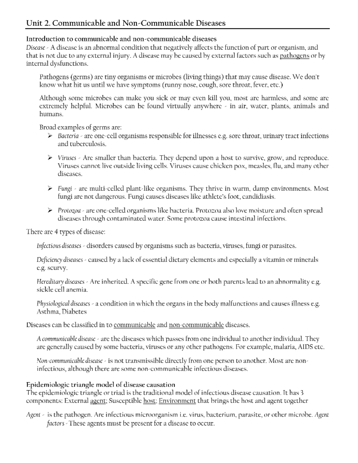 Unit 2 Communicable and non-communicable diseases - health records and ...