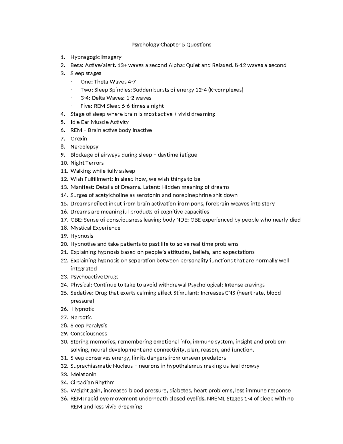 Psychology Chapter 5 Questions - Psychology Chapter 5 Questions ...