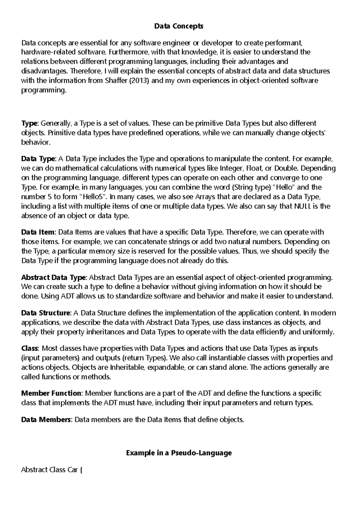 CS 3303 - AY2023-T3 Discussion Assignment Week 1 - Data Concepts Data ...