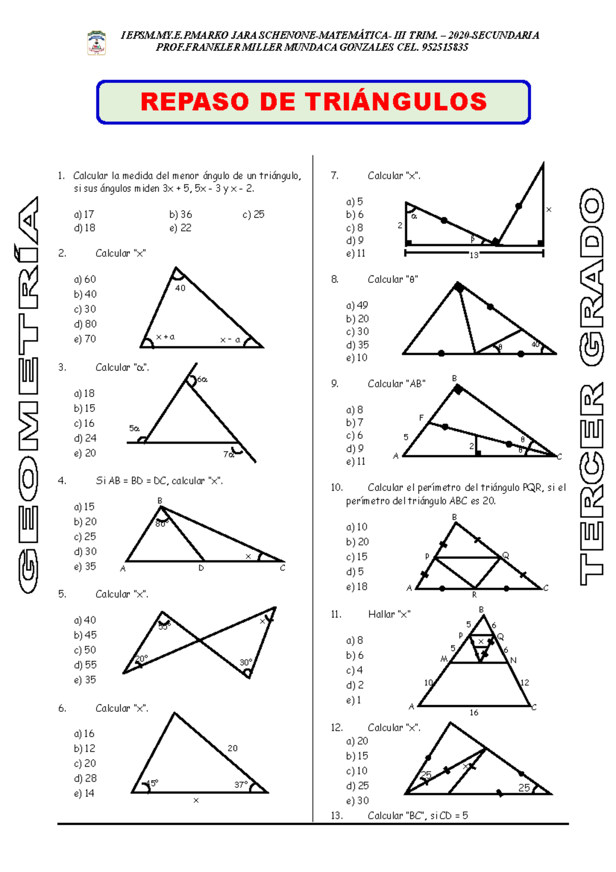 32. Repaso DE Triangulos-GEOM - REPASO DE TRIÁNGULOS IEPSM.MY.E JARA SCHENONE-MATEMÁTICA- III ...