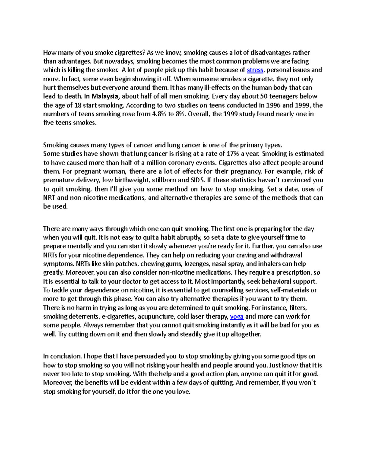 ELC590 Script 2020/2021 - How many of you smoke cigarettes? As we know ...