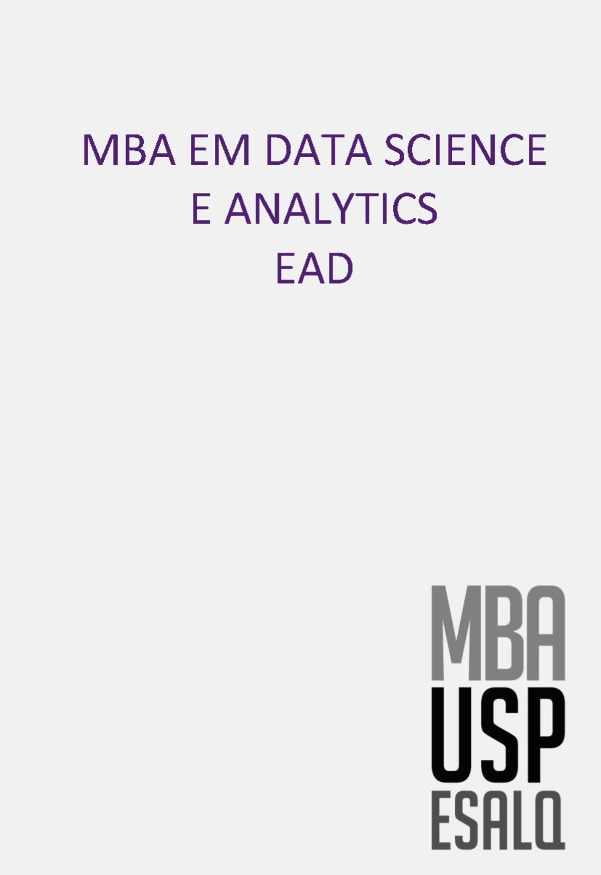MBA em Data Science e Analytics - MBA EM DATA SCIENCE E ANALYTICS EAD GESTÃO EM DATA SCIENCE E ...