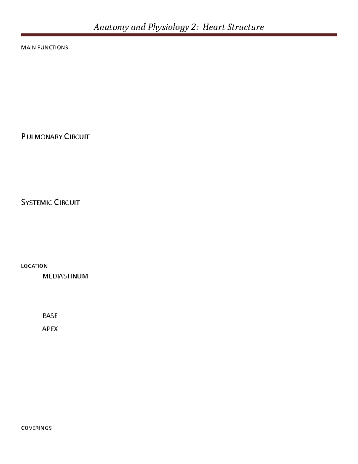 20. Heart anatomy outline Template - MAIN FUNCTIONS Anatomy and ...