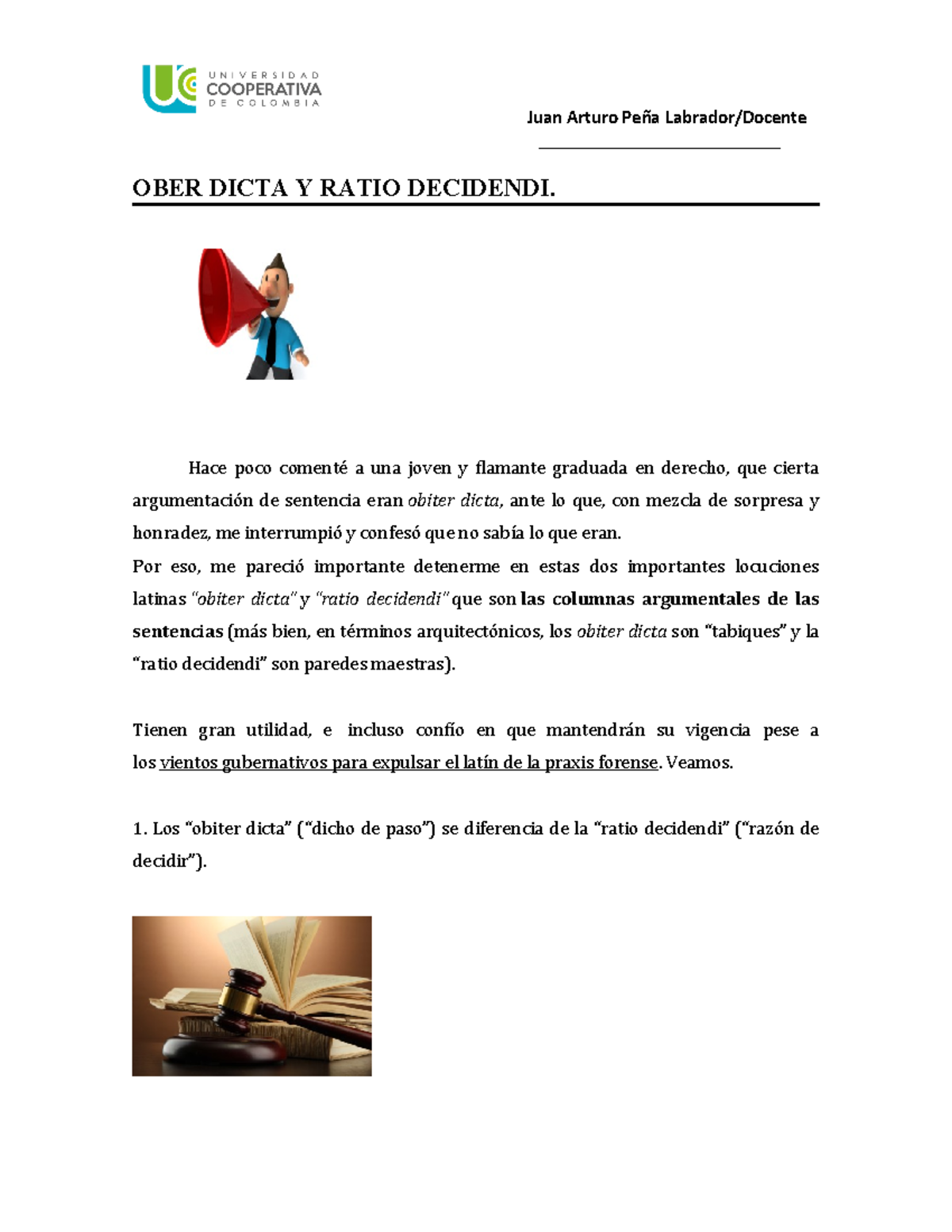 Texto juridico - ober dicta y RATIO DECIDENDI Los “obiter dicta ...