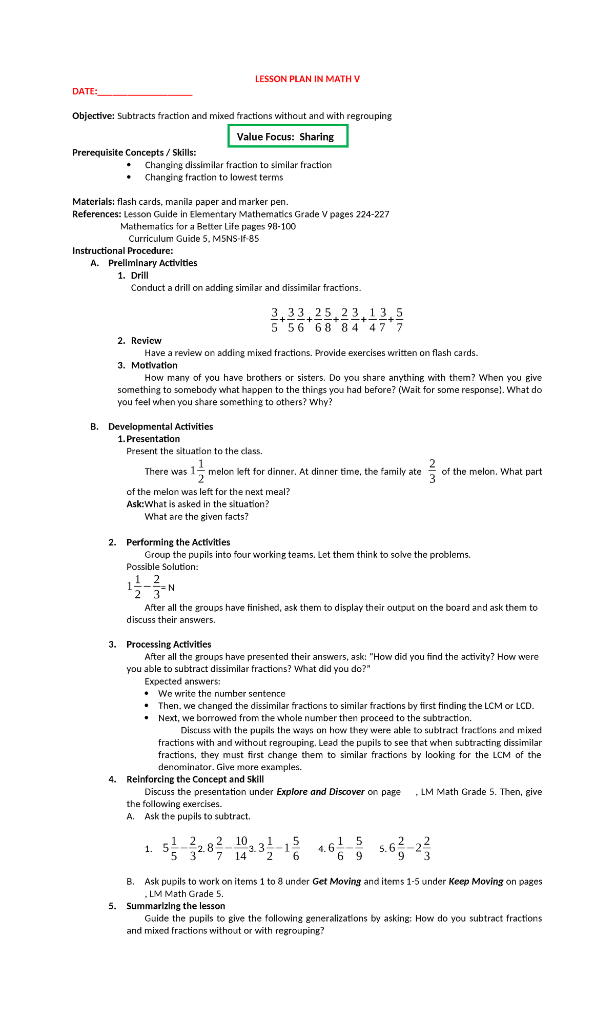 Lp math week 6 - This is a DLP from my previous lesson. - LESSON PLAN ...