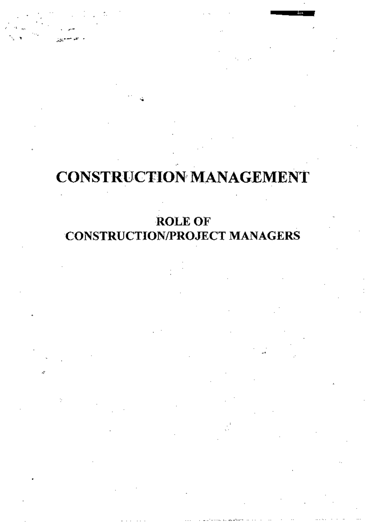 Role of Construction Project Managers - Civil Engineering - Studocu