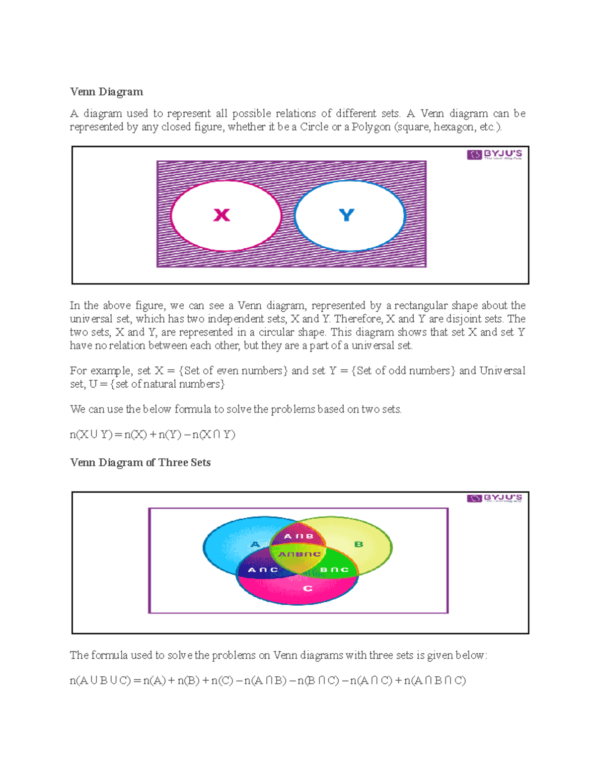 2.2 Venn Diagram - .... - Venn Diagram A diagram used to represent all ...