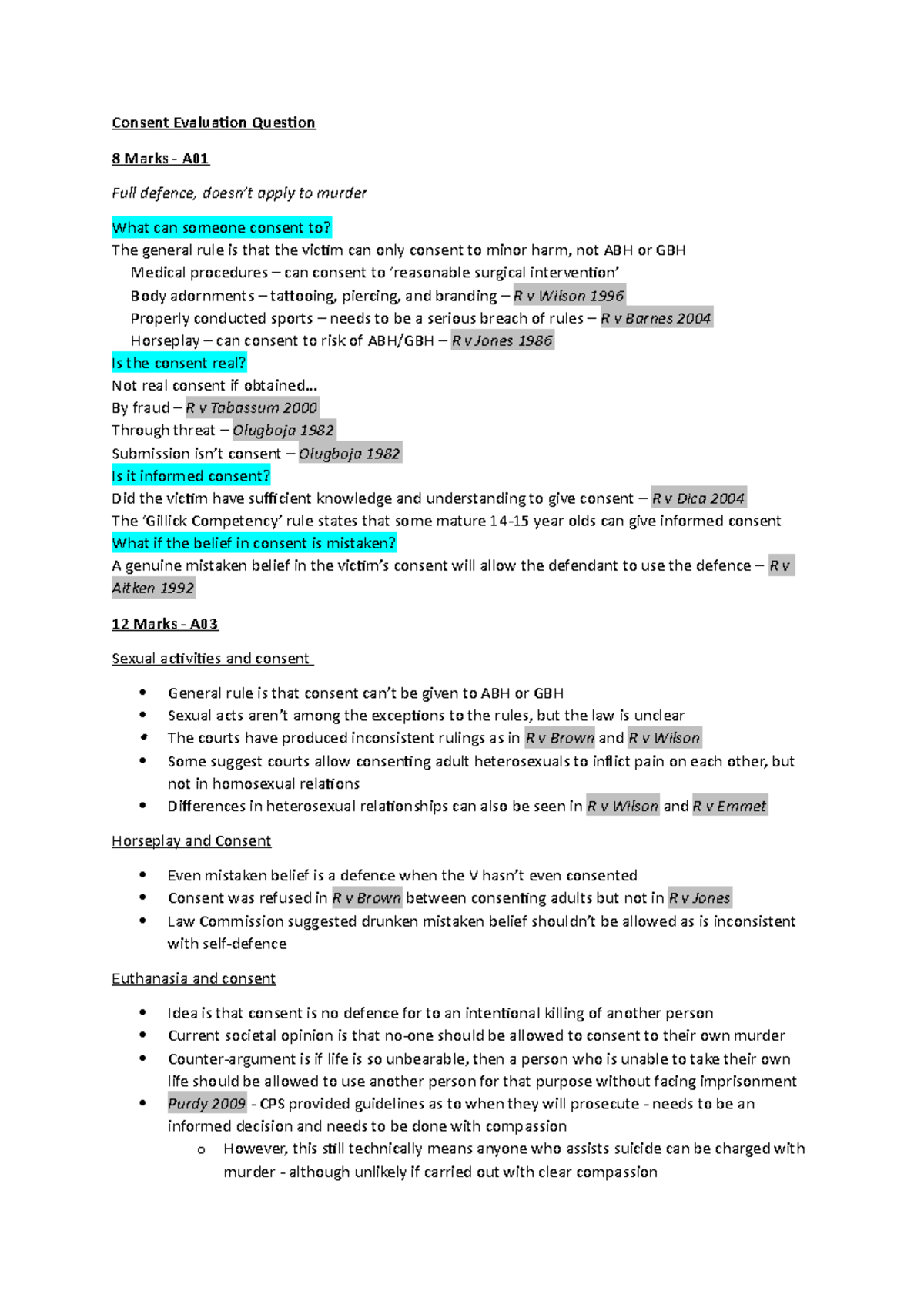 Consent Evaluation - .. By fraud – R v Tabassum 2000 Through threat ...