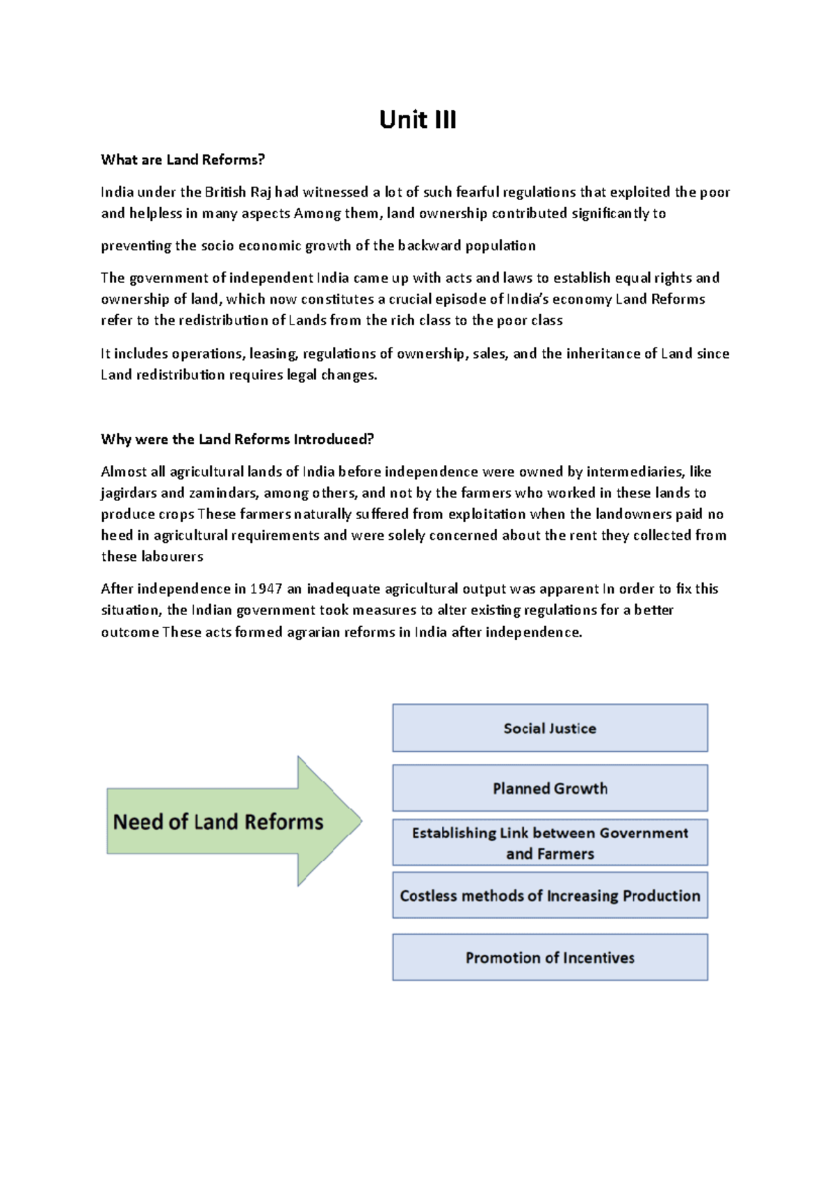 Unit 3 notes - Gkxxujftxu - Unit III What are Land Reforms? India under ...