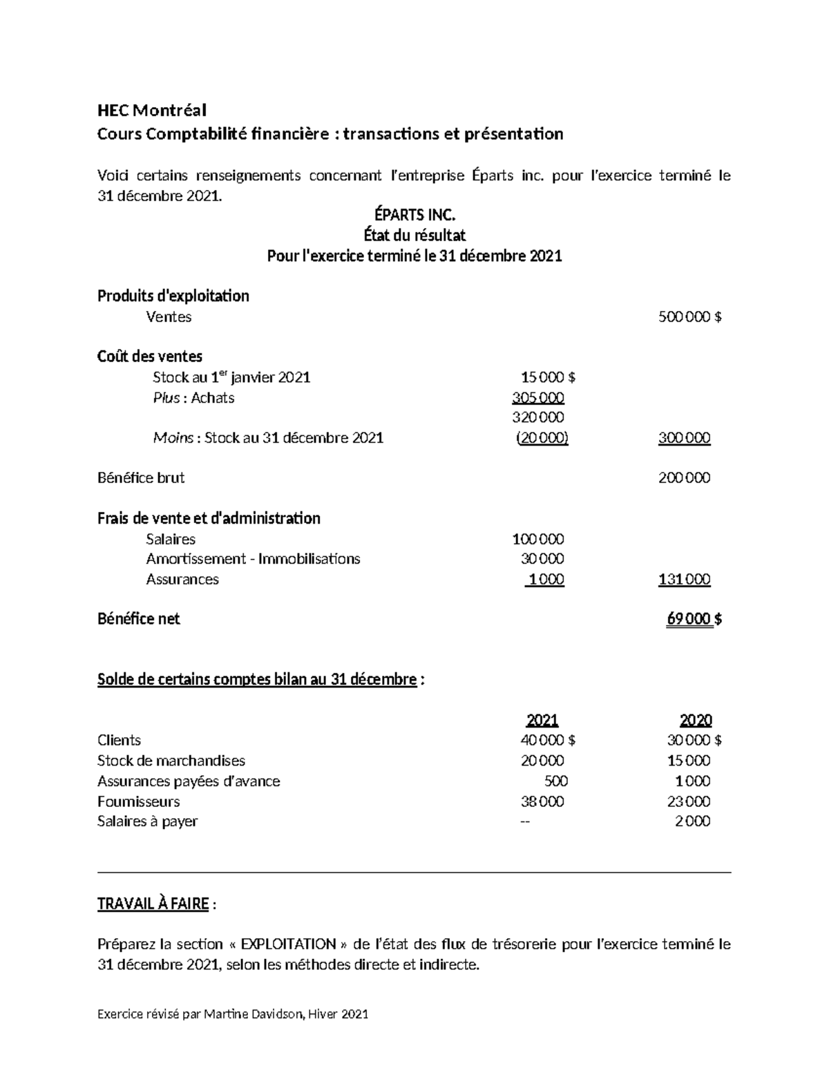 Cas Transaction - HEC Montréal Cours Comptabilité financière ...