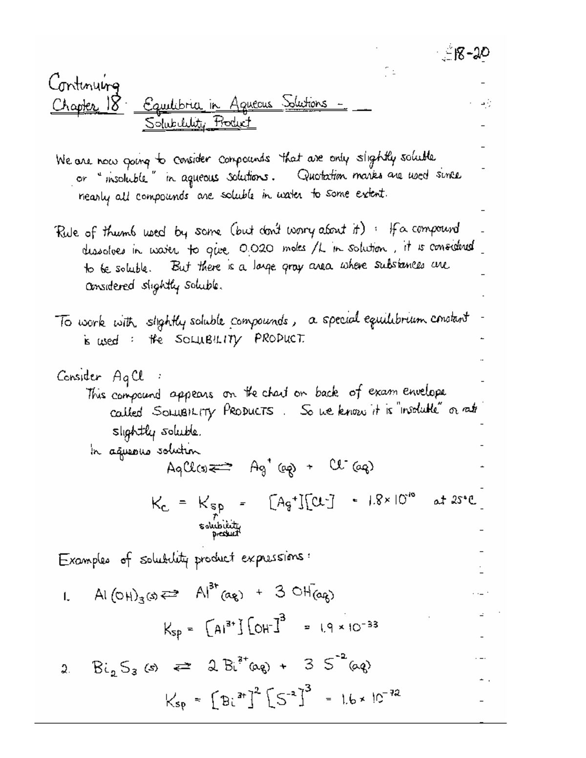 Solubility product notes - chem0011 - Studocu
