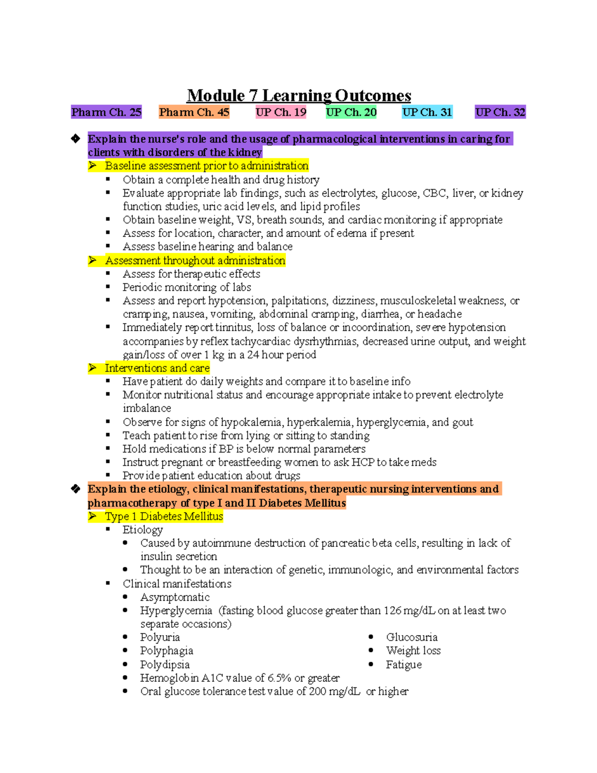 Module 7 learning outcomes - Module 7 Learning Outcomes Pharm Ch. 25 ...
